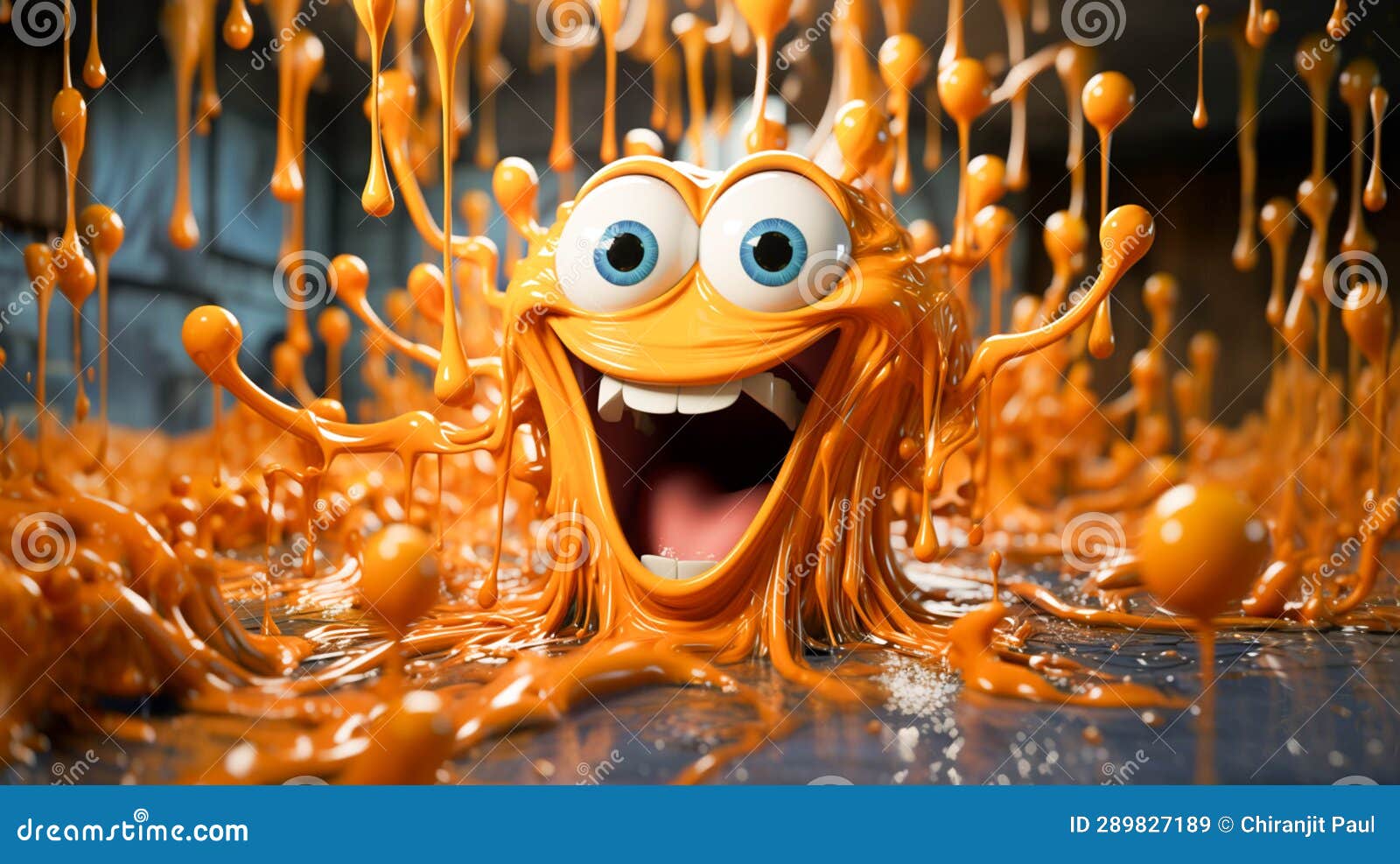 A Cartoon Character with Lots of Liquid Dripping Down Stock ...