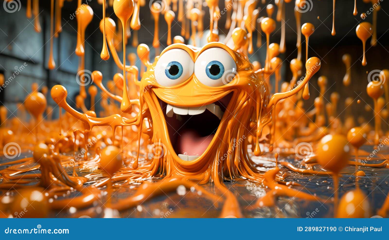 A Cartoon Character with Lots of Liquid Dripping Down Stock ...