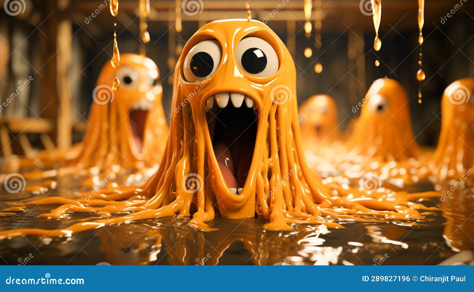 A Cartoon Character with Lots of Liquid Dripping Down Stock ...