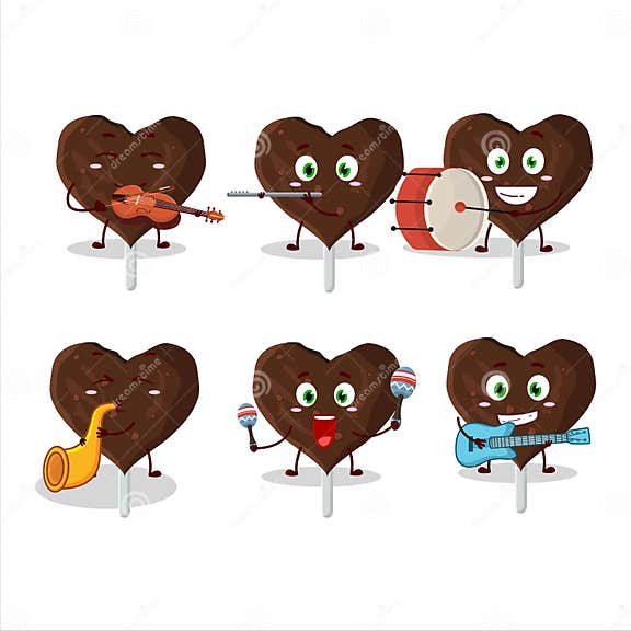 Cartoon Character Of Love Cookies Chocolate Candy Playing Some Musical