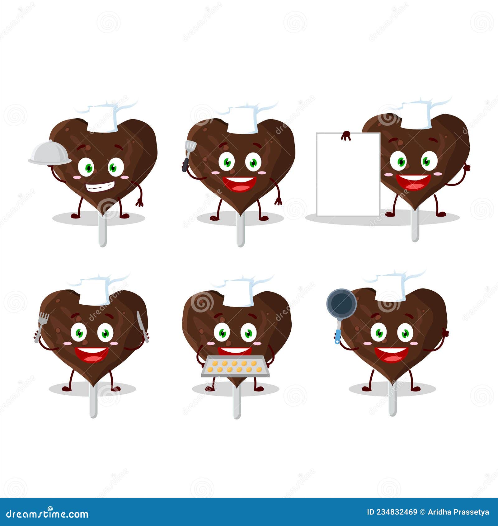 Cartoon Character Of Love Cookies Chocolate Candy With Various Chef