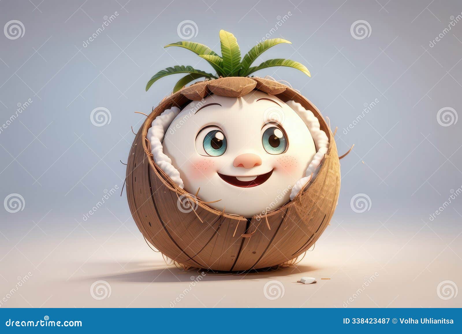 A Cartoon Character Made of a Coconut Shell Stock Image - Image of ...
