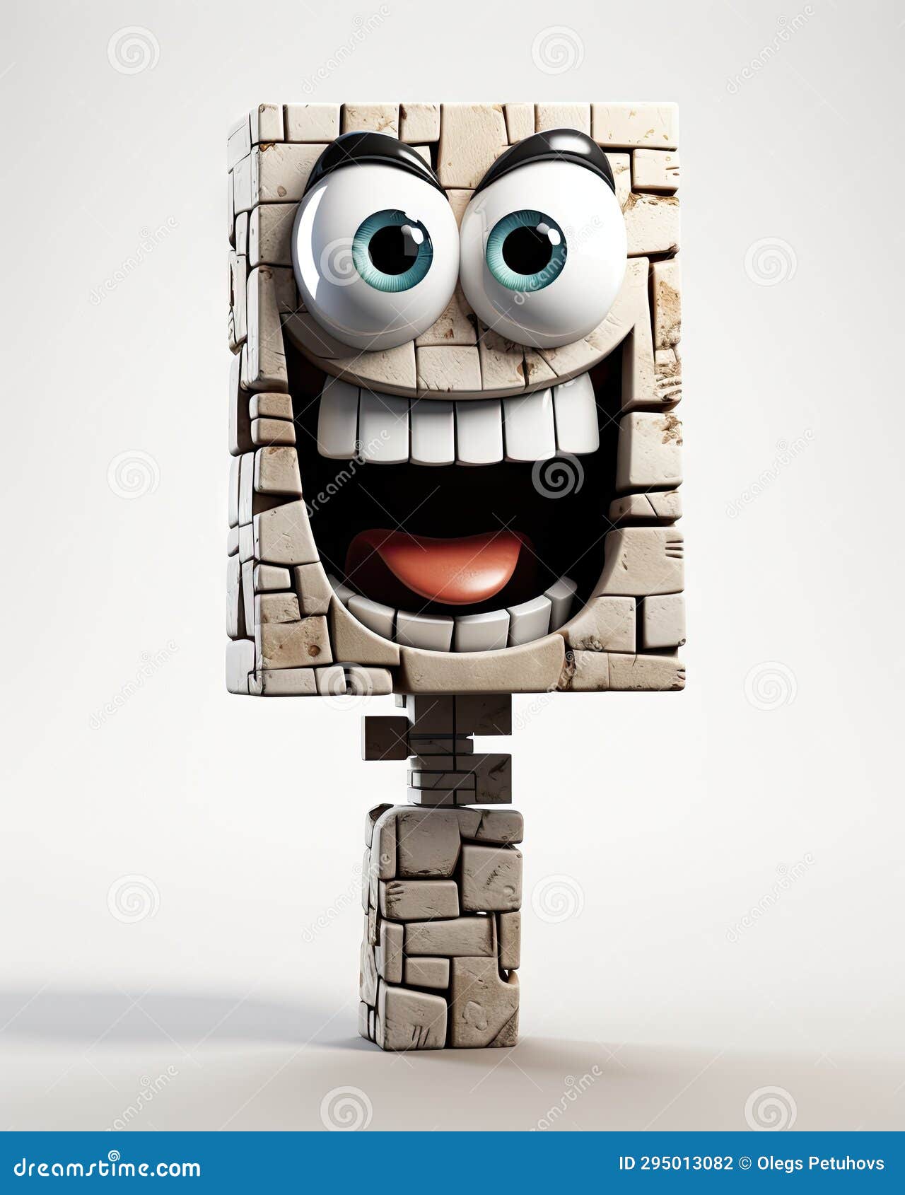 A Cartoon Character Made Out of Bricks with Eyes and Mouth. Generative ...