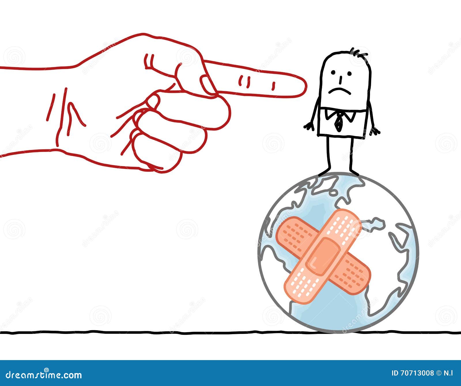 Damaged Earth Cartoon Throwing Picture Of Previous Better Condition ...