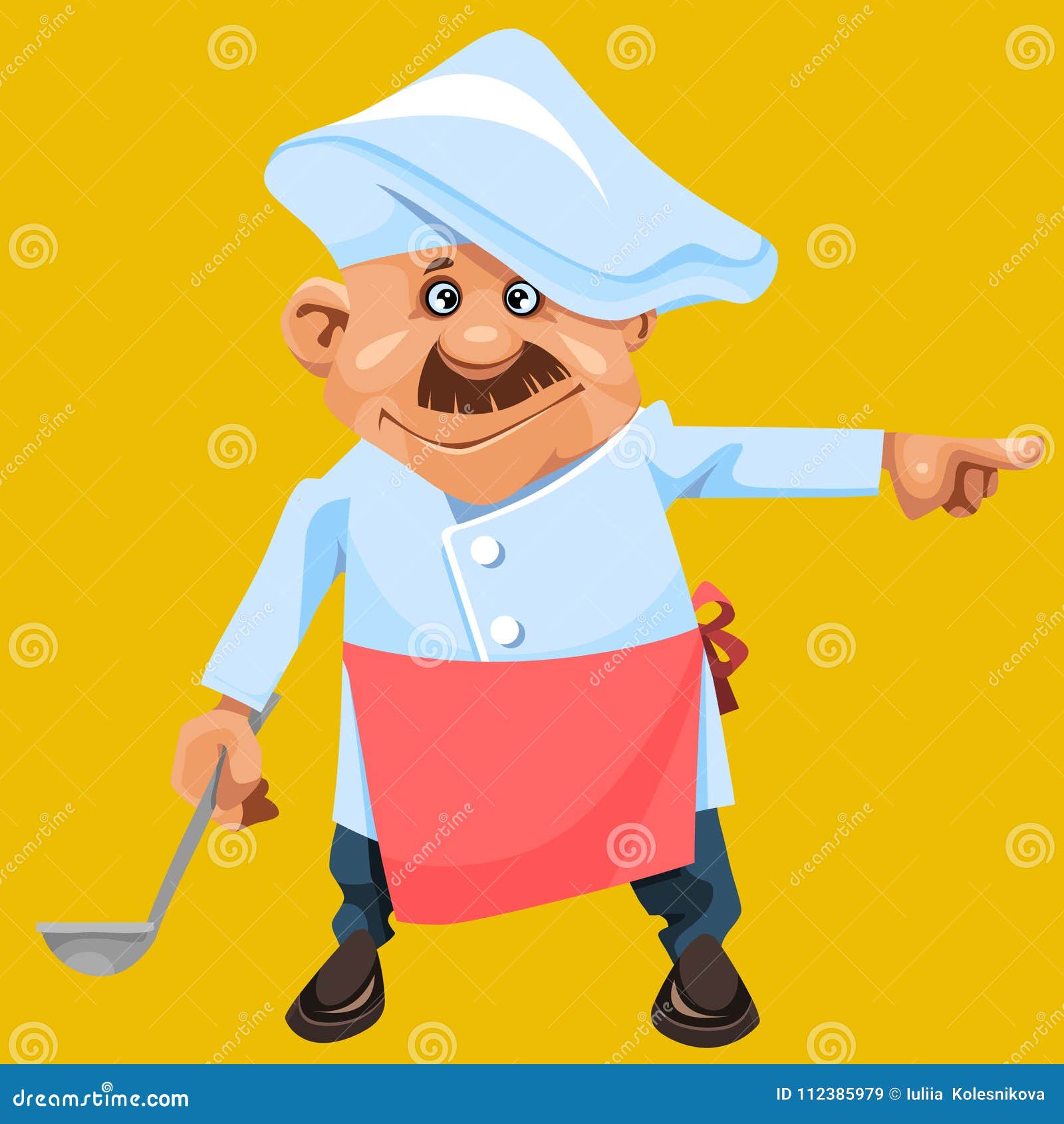 Cartoon Character a Man in the Form of a Cook with a Ladle Stock Vector ...