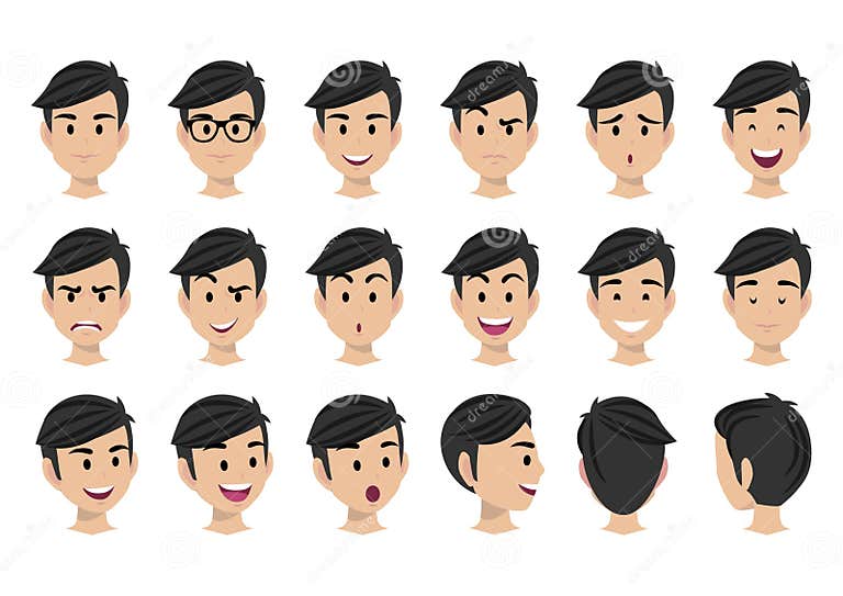 Cartoon Character with Man Head Vector Set Stock Vector - Illustration ...