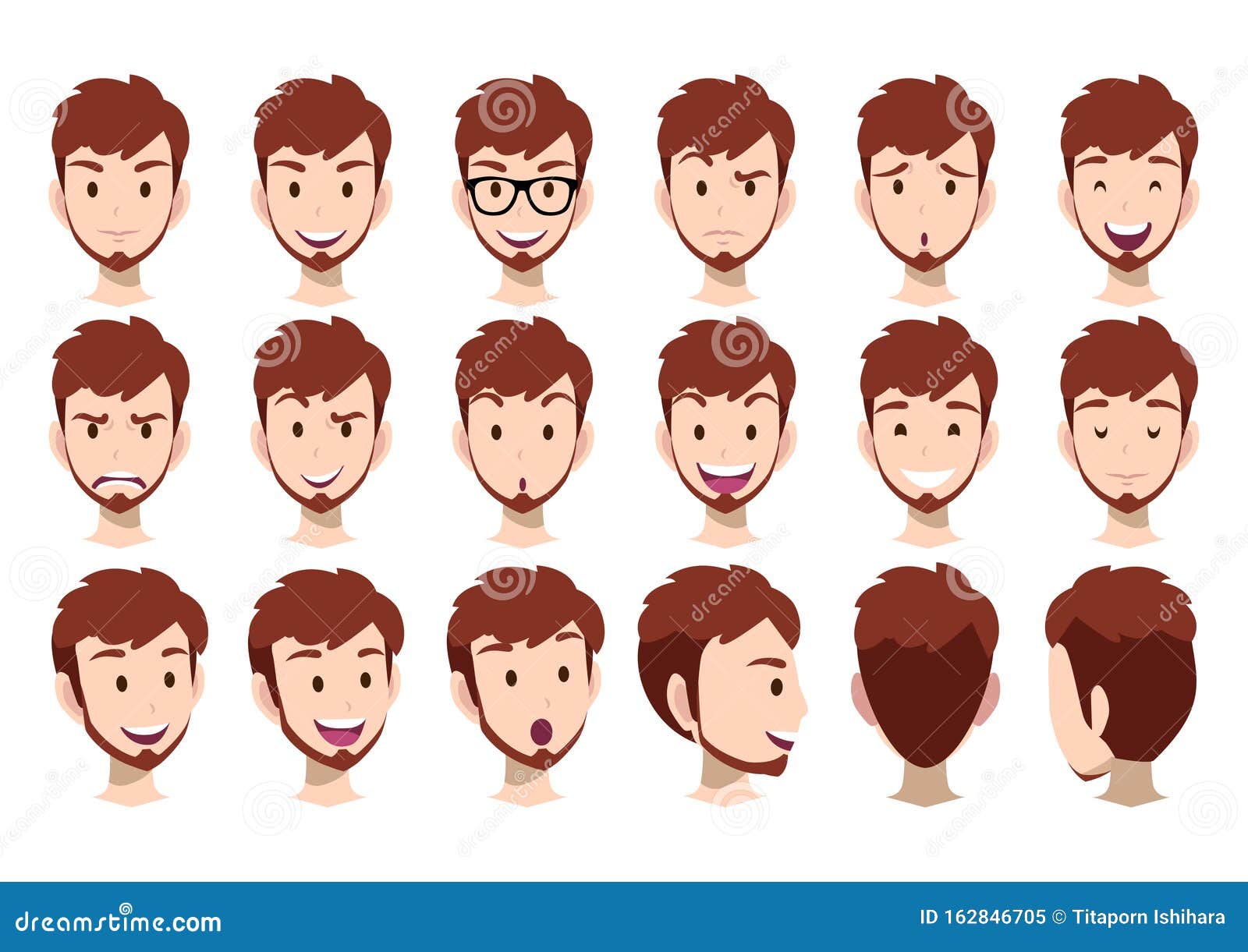 Cartoon Character with Man Head Vector Set. Stock Vector - Illustration ...