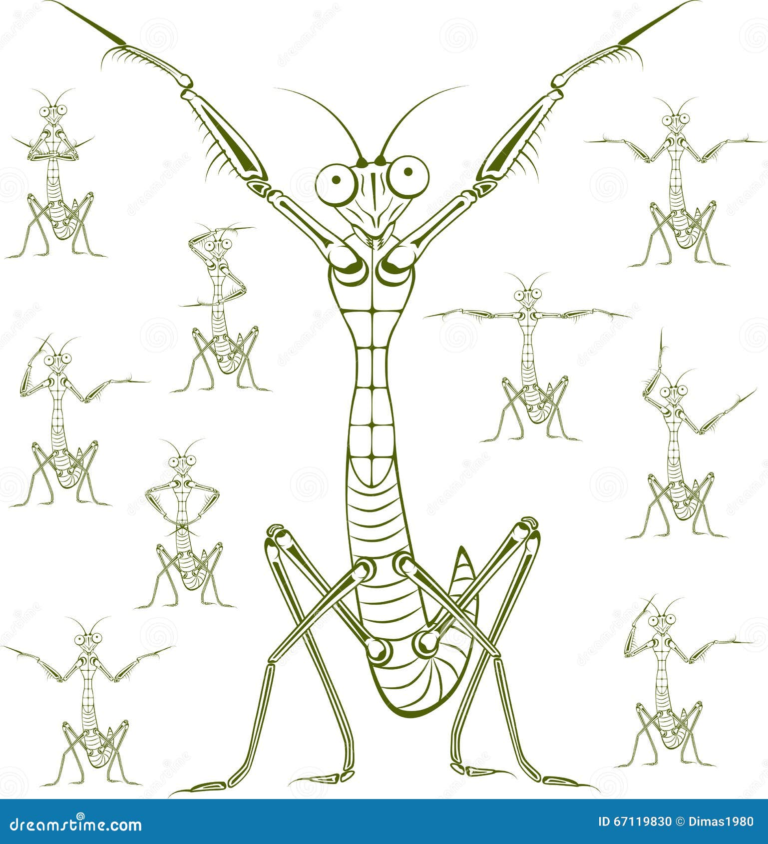 Cartoon character Mantis. stock vector. Illustration of graphic - 67119830