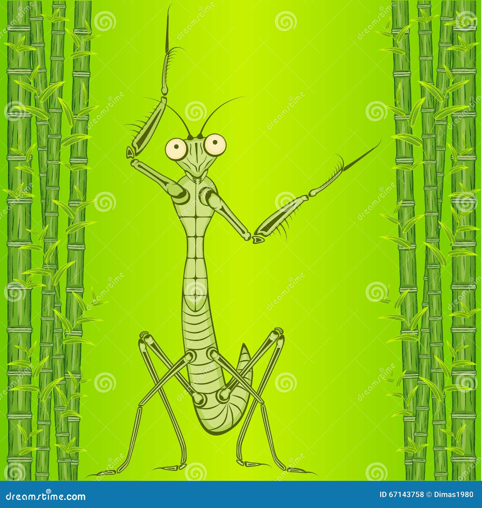 Cartoon character Mantis. stock vector. Illustration of insect - 67143758