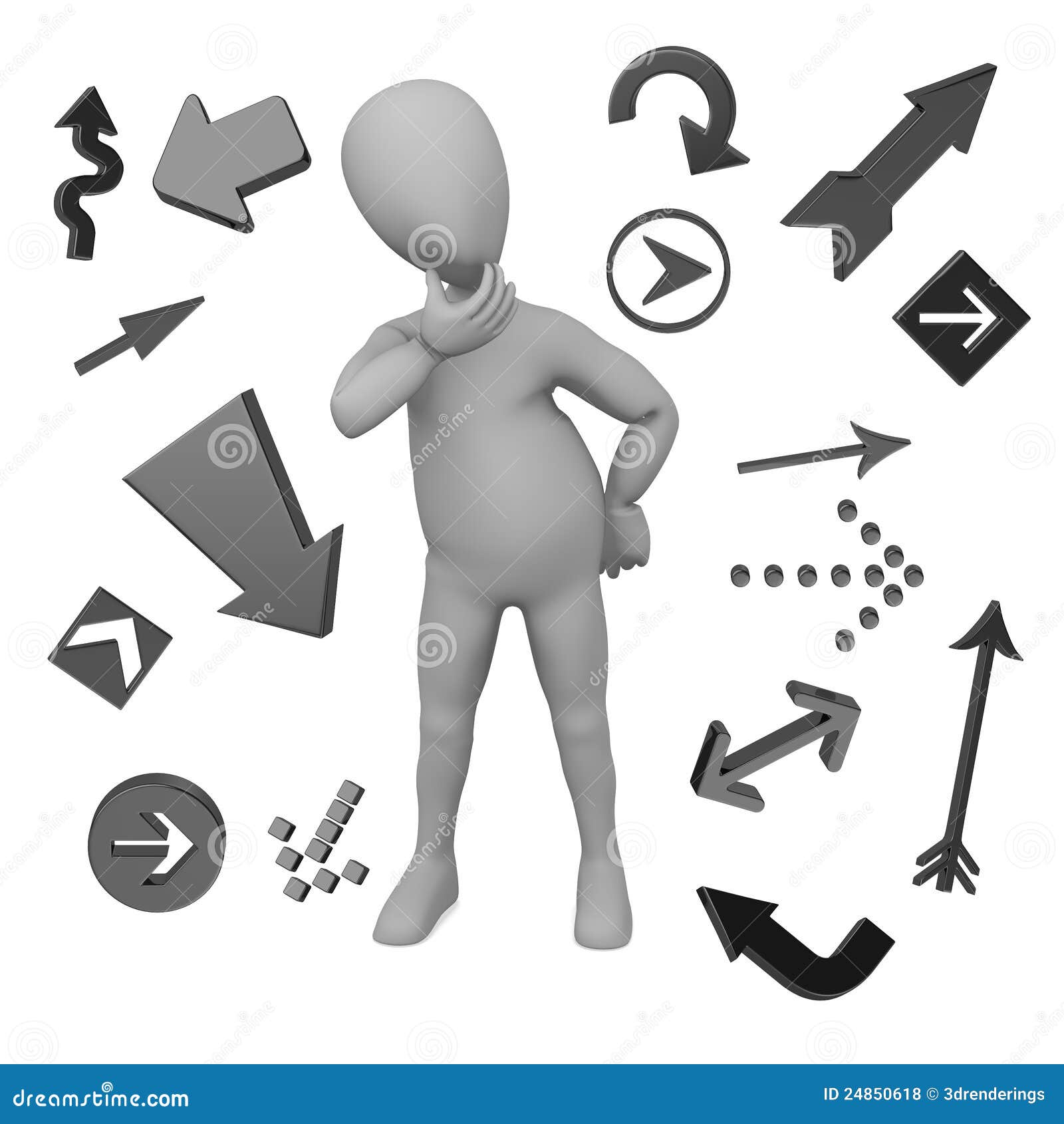 Cartoon Character with Many Arrows Stock Illustration - Illustration of ...