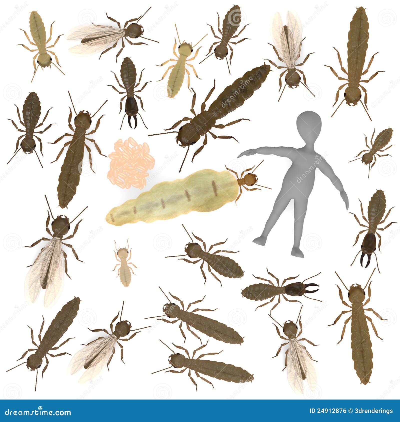 Cartoon Character with Many Termites Stock Illustration - Illustration ...