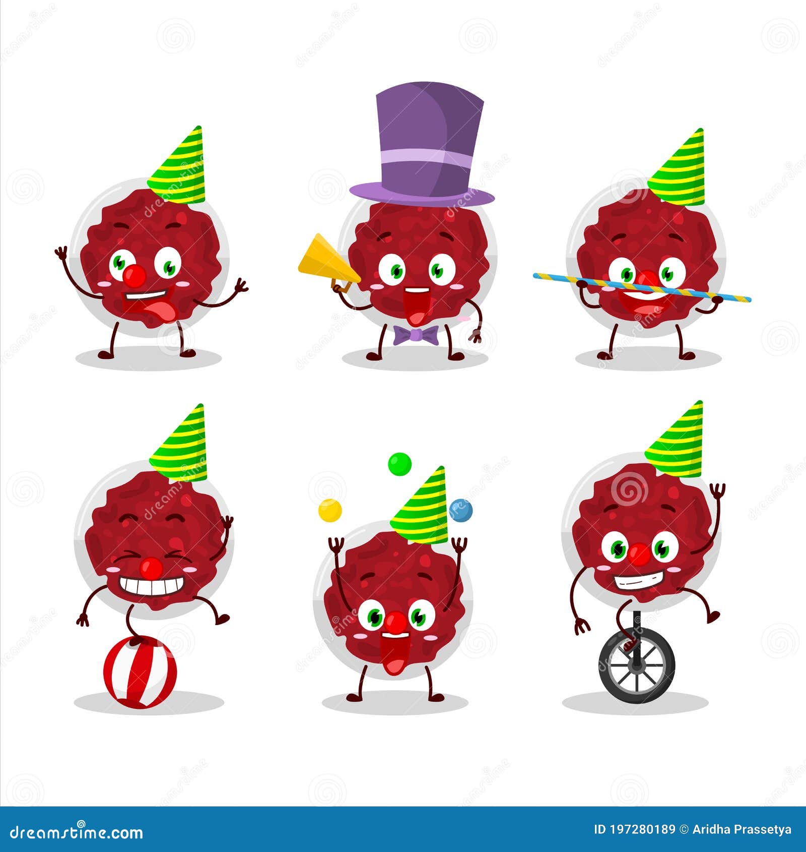 Cartoon Character of Mashed Cranberry with Various Circus Shows Stock ...