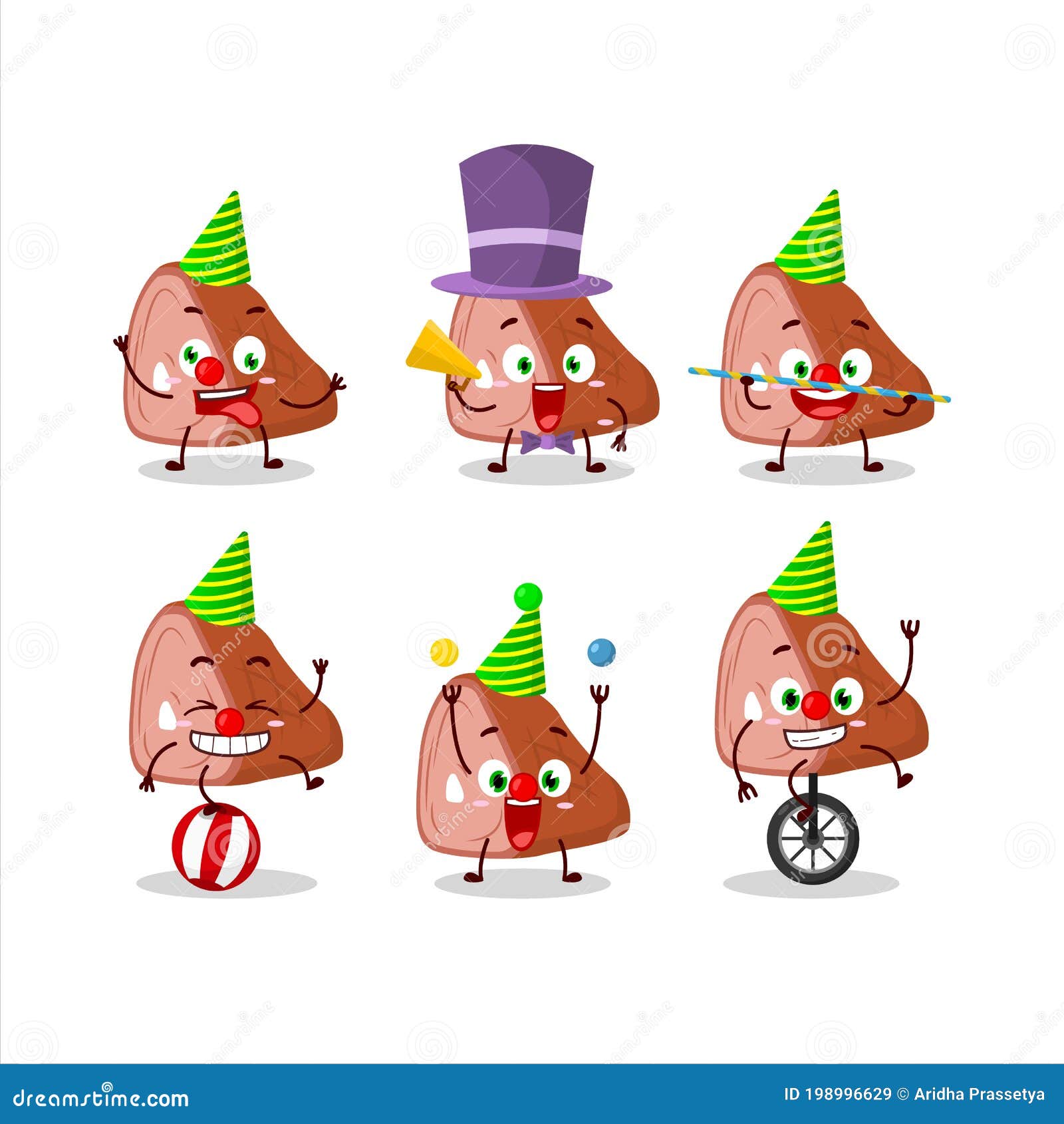 Cartoon Character of Meat with Various Circus Shows Stock Vector ...