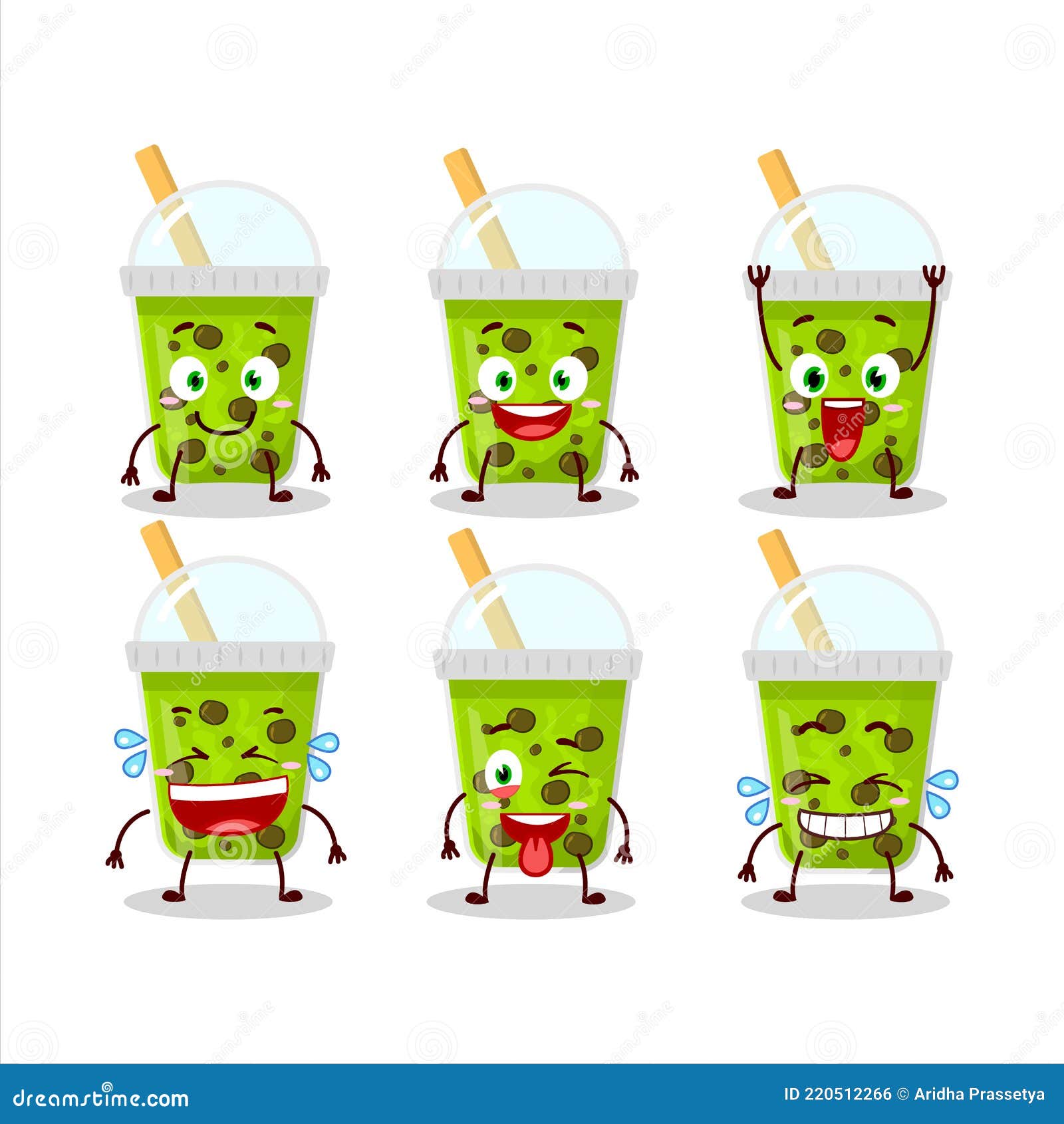 Cartoon Character of Melon Milk with Boba with Smile Expression Stock ...