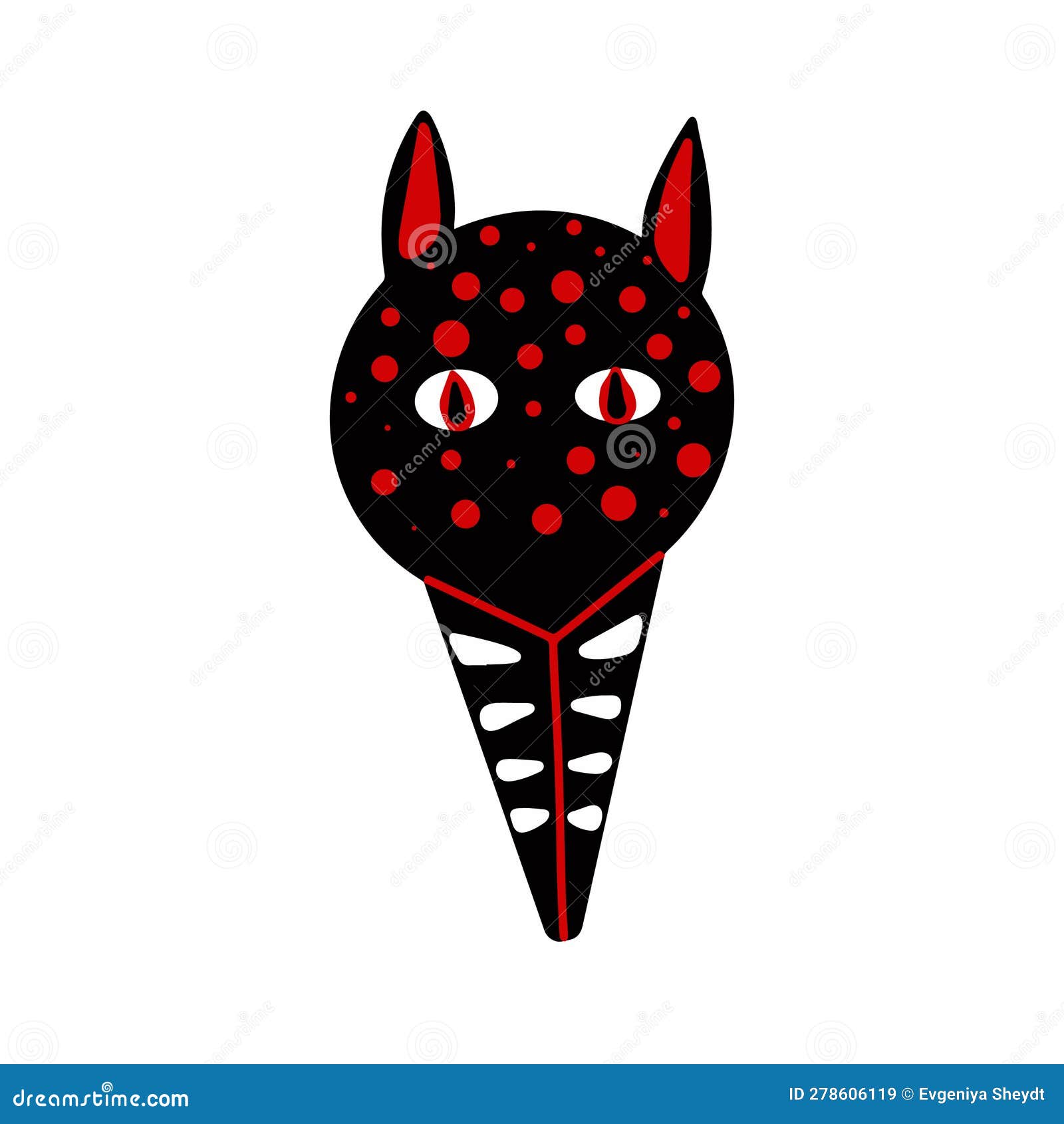 Cartoon Character Monster Black and Red, Vector Horror Illustration ...