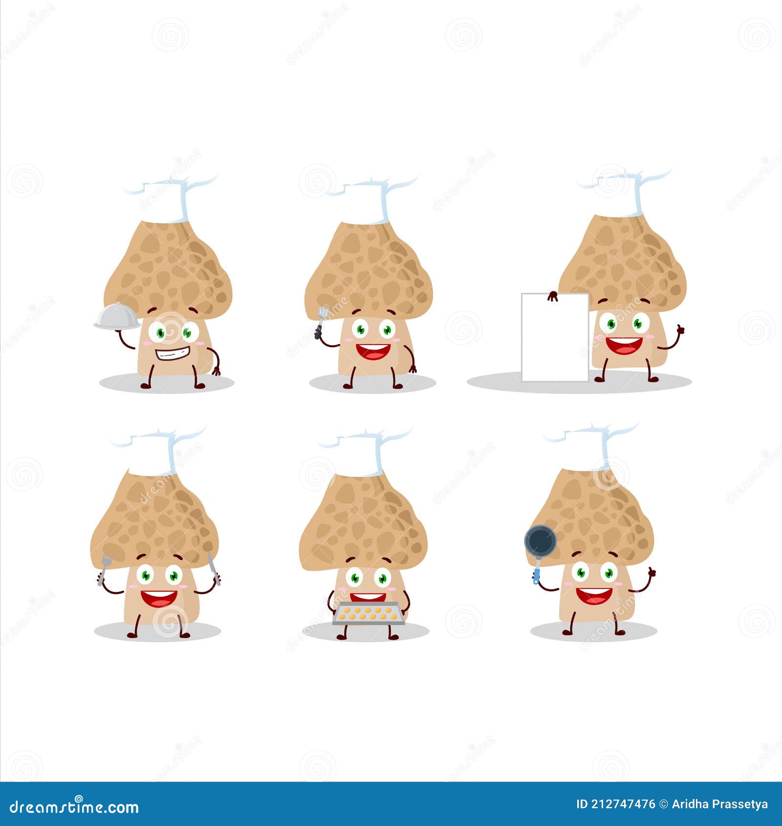 Cartoon Character of Morel with Various Chef Emoticons Stock Vector ...