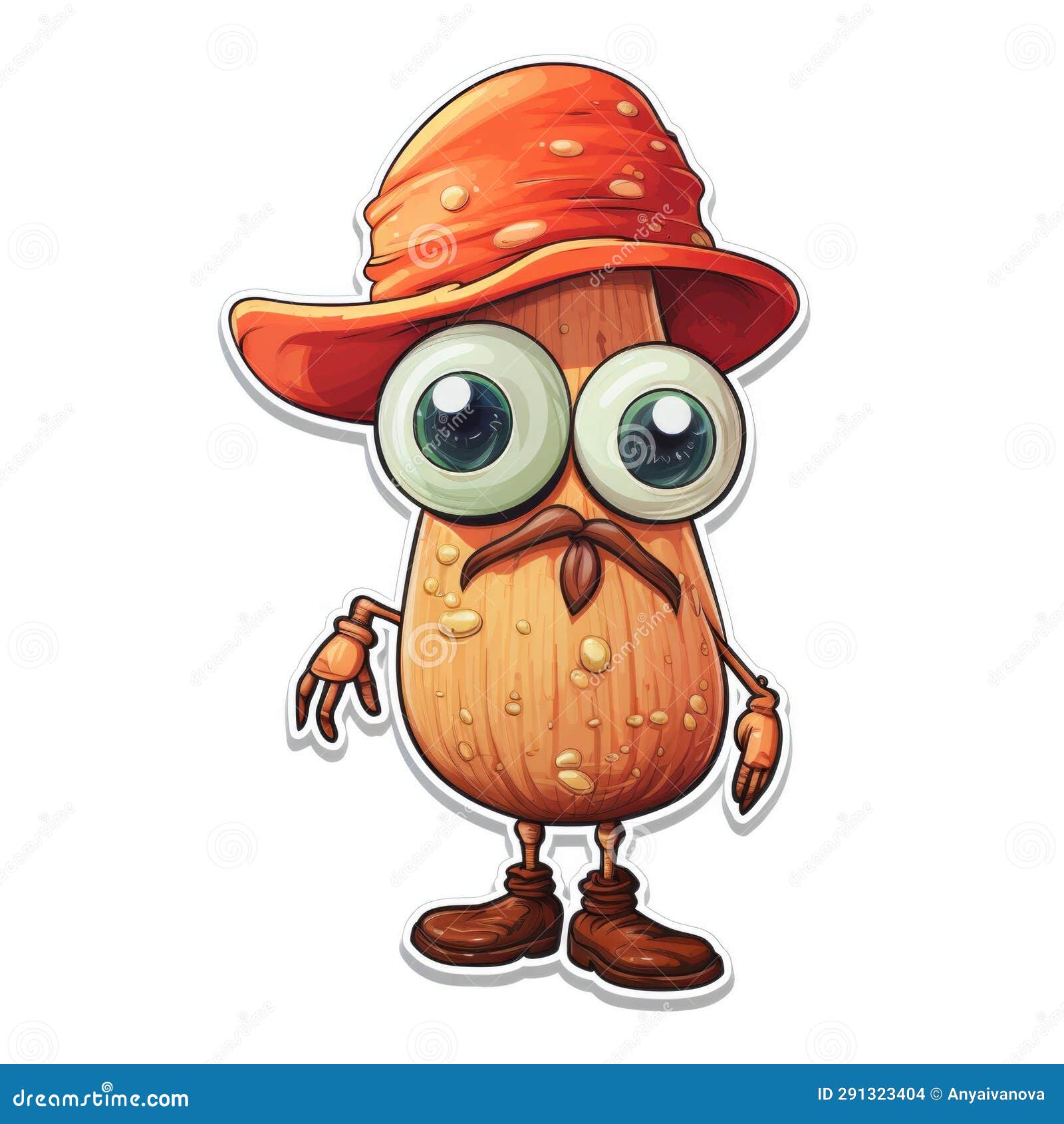 A Cartoon Character with a Mustache and a Hat. Stock Illustration ...