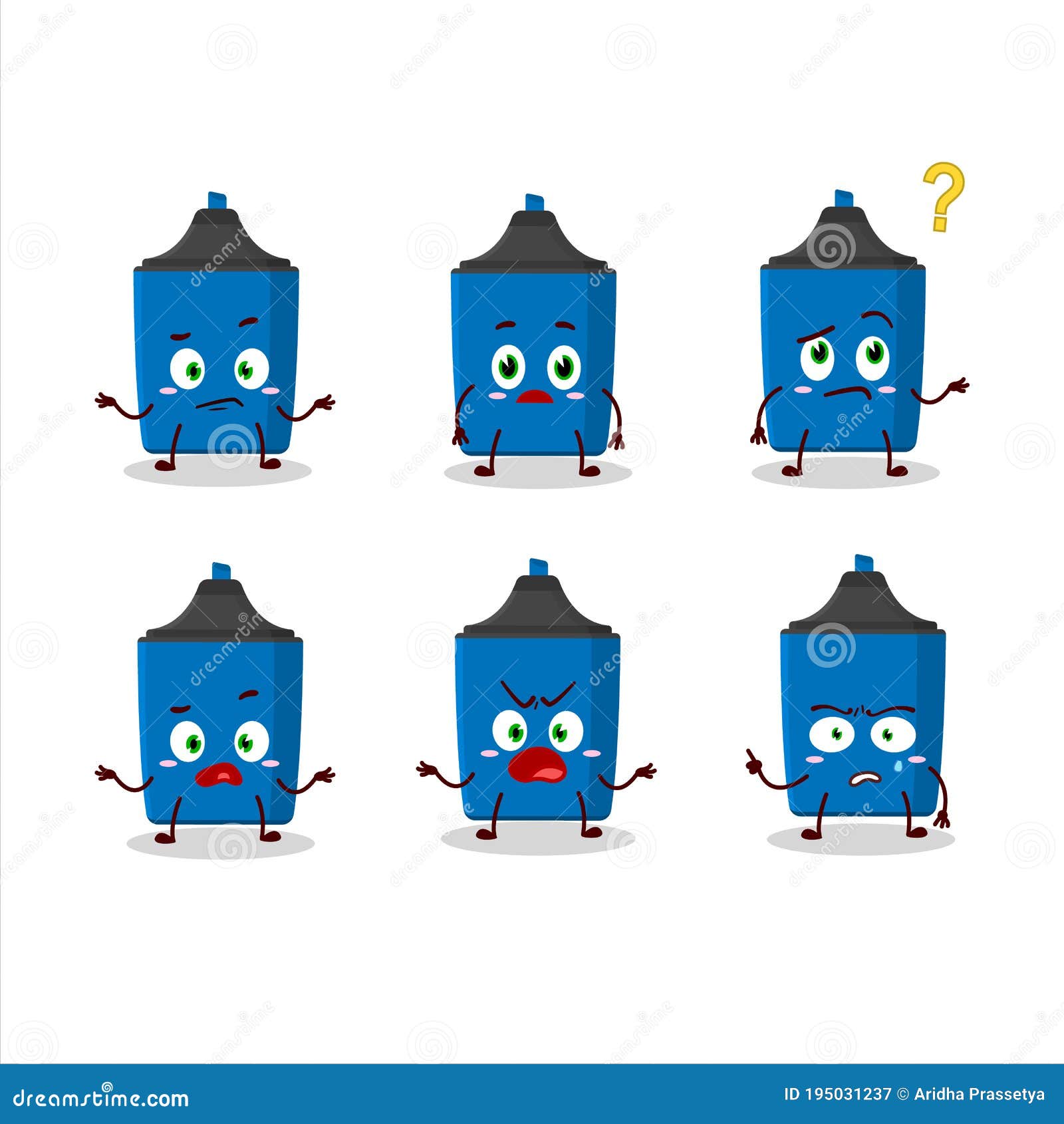 Cartoon Character of New Blue Highlighter with What Expression Stock ...