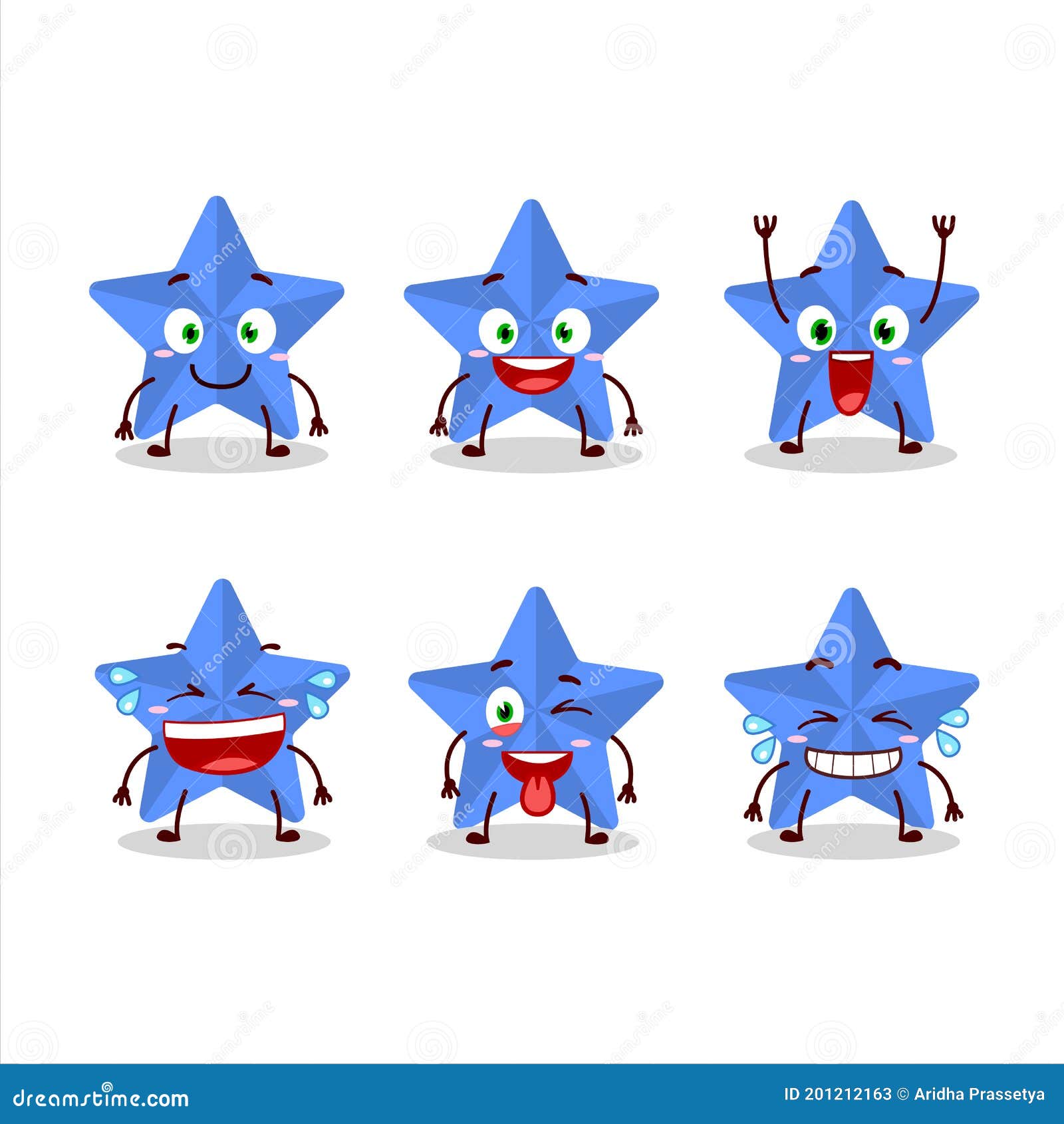 Cartoon Character of New Blue Stars with Smile Expression Stock Vector ...