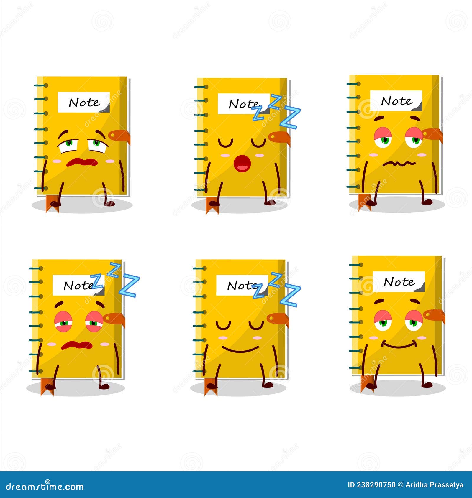 Cartoon Character of Note Book with Sleepy Expression Stock Vector ...