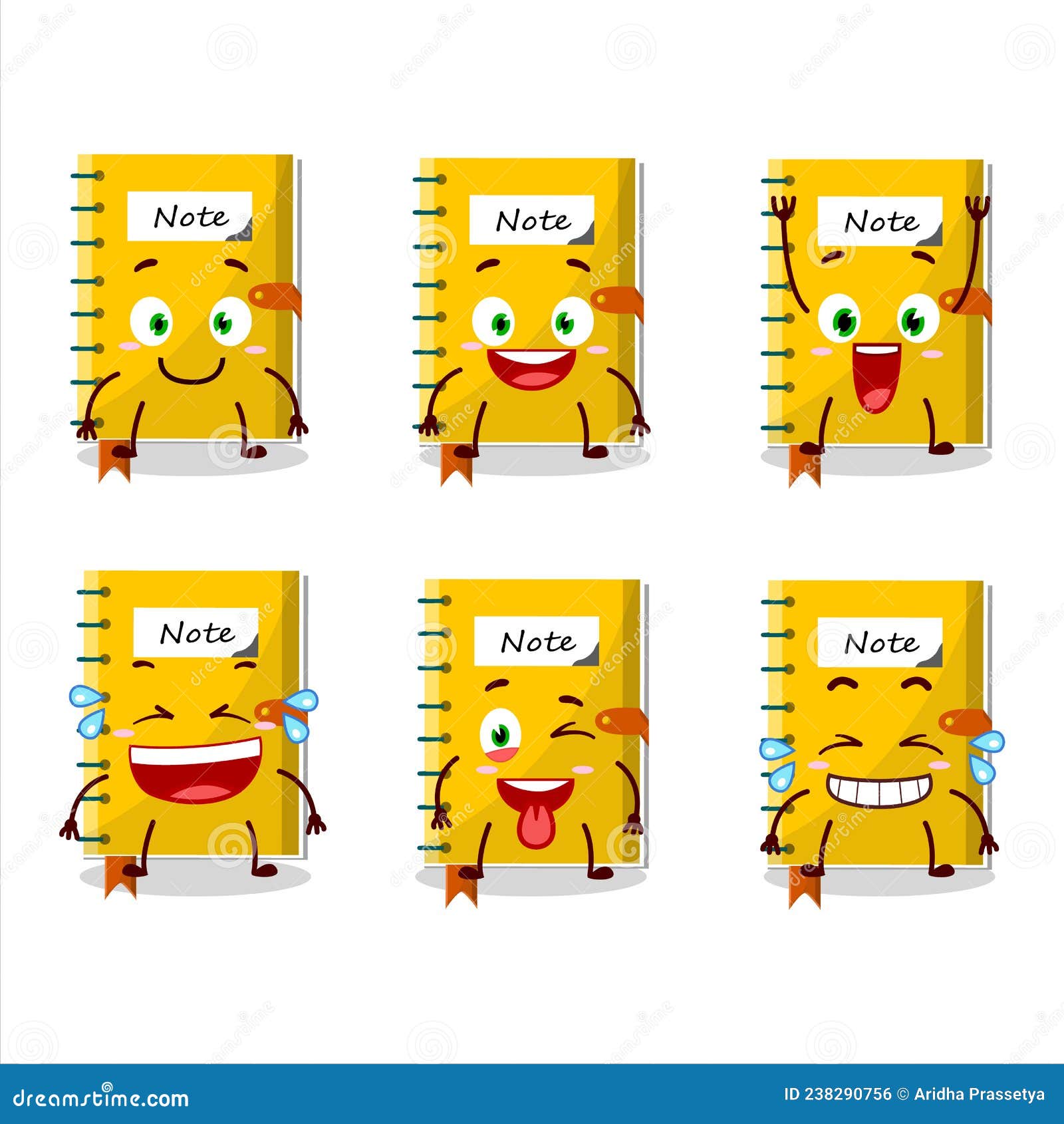 Cartoon Character of Note Book with Smile Expression Stock Illustration ...