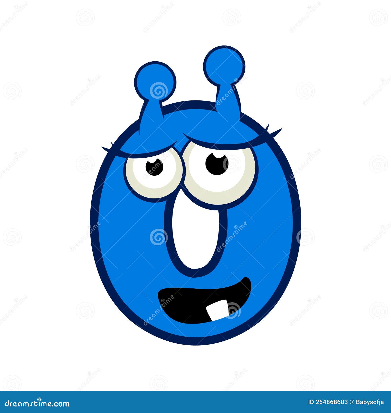 Cartoon Character Number Zero Monster, Vector Numerical 0. Stock Vector ...