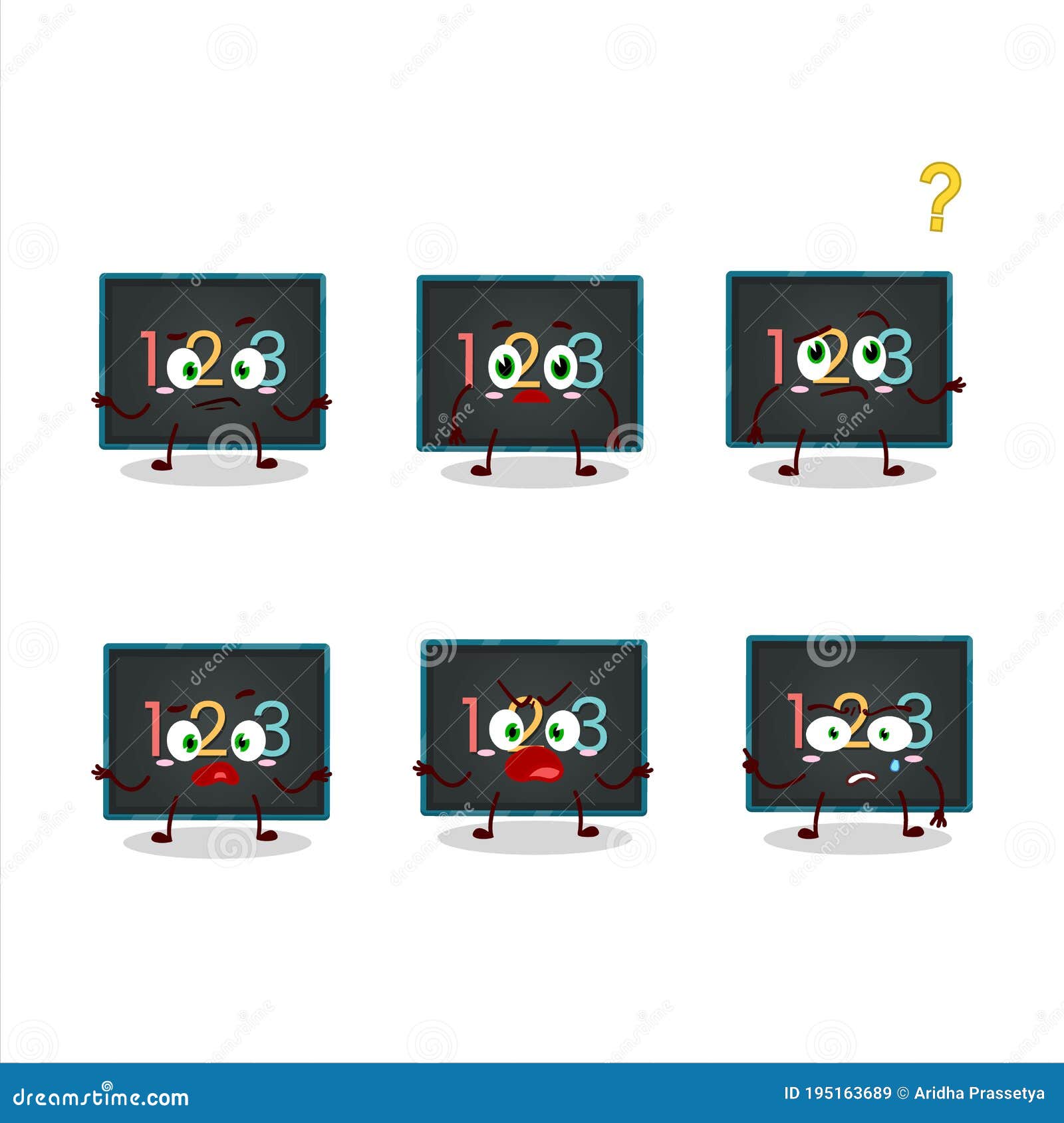 Cartoon Character of Numeric on Board with What Expression Stock Vector ...