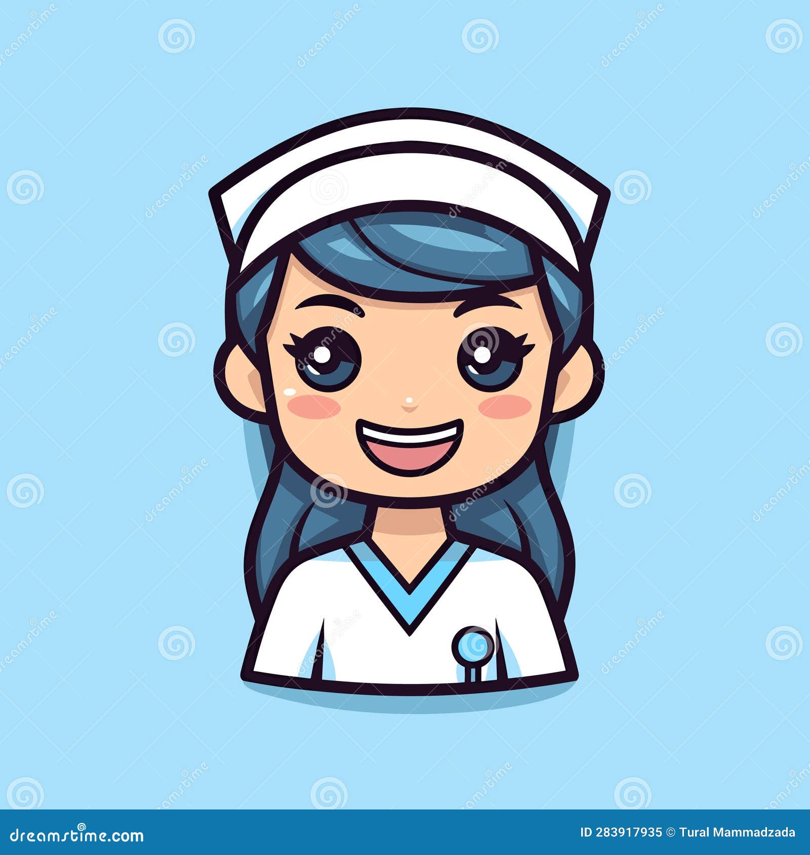 Vector of a Cute Cartoon Character Wearing a Nurse S Cap Stock Vector ...