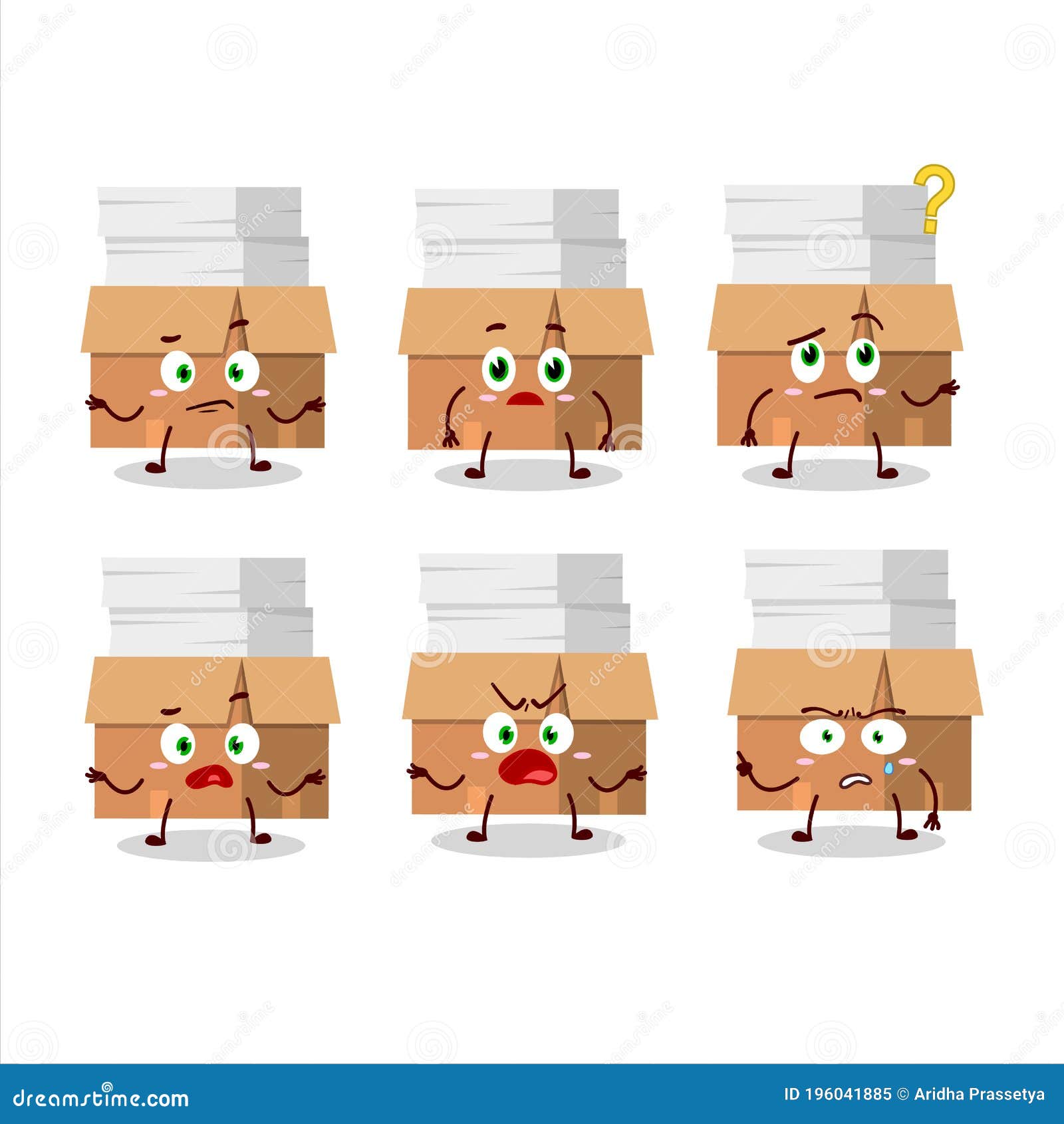 Cartoon Character of Office Boxes with Paper with What Expression Stock ...