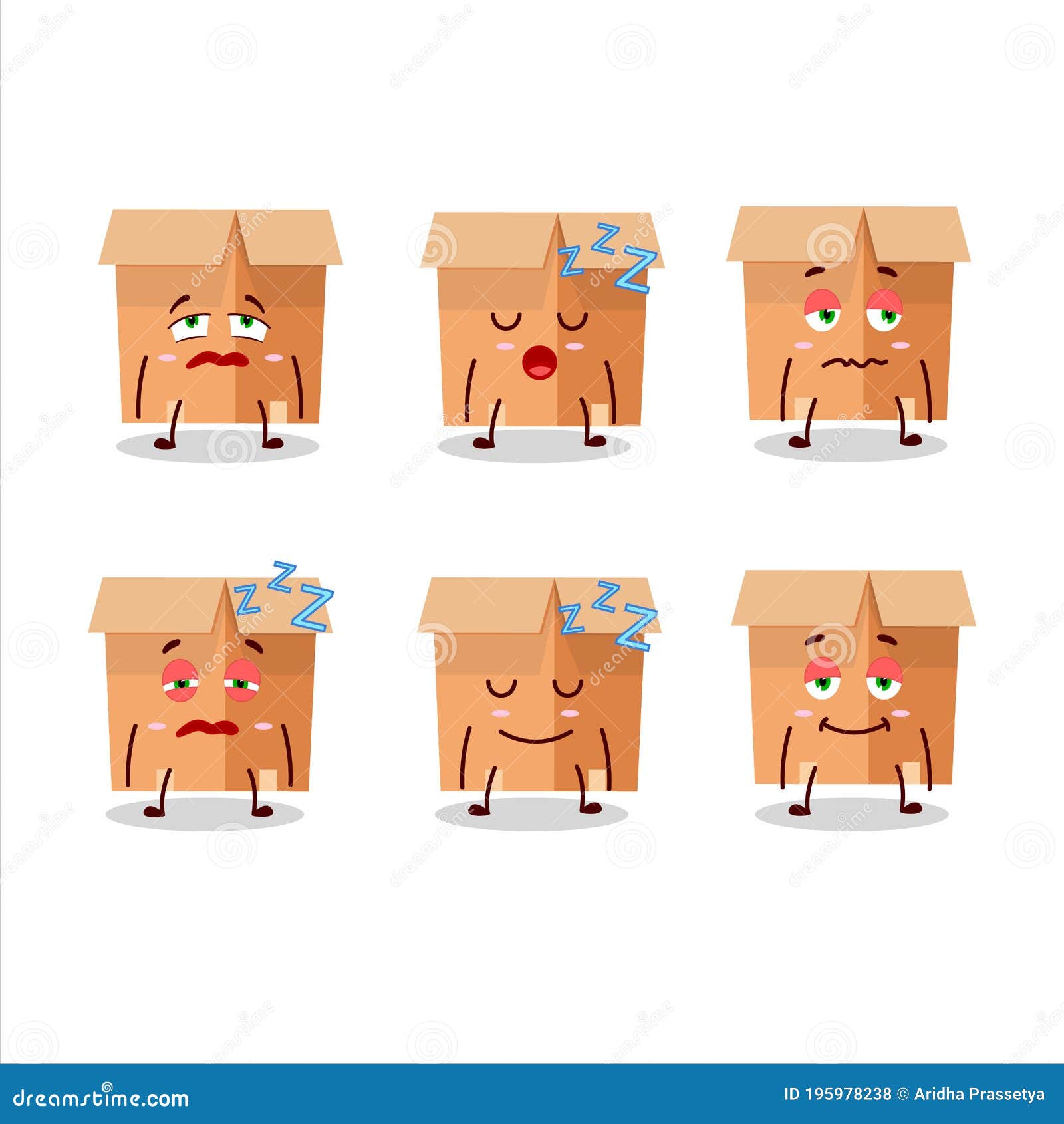 Cartoon Character of Office Boxes with Sleepy Expression Stock Vector ...