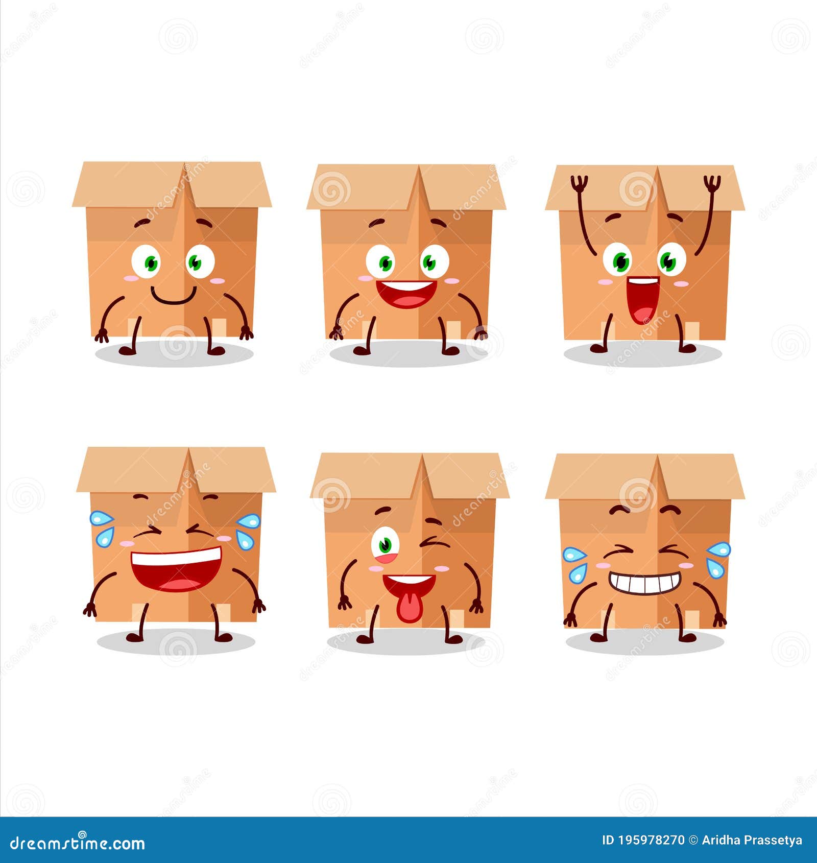 Cartoon Character of Office Boxes with Smile Expression Stock Vector ...