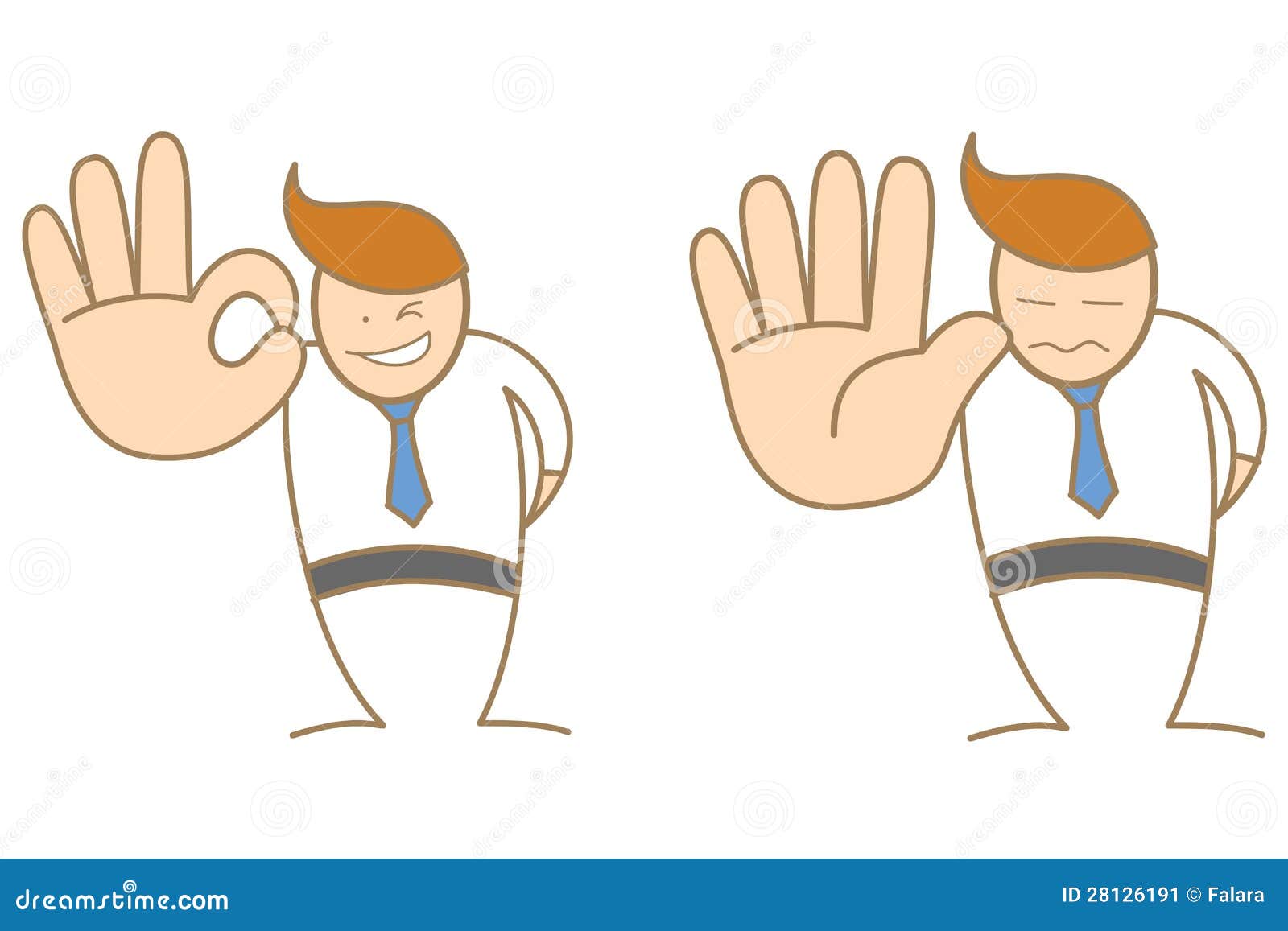 Cartoon Character Ok and Stop Stock Vector - Illustration of approve ...