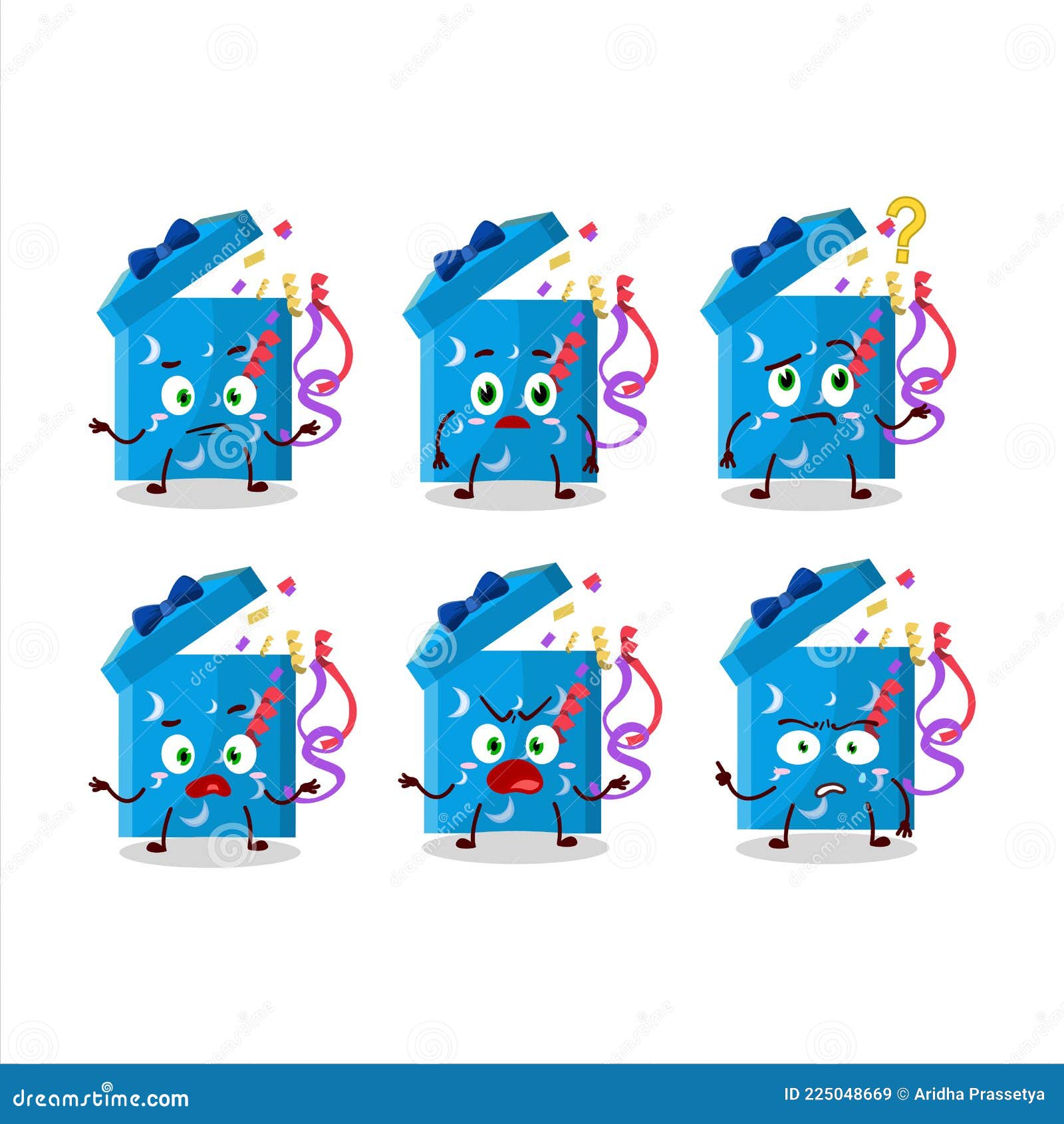 Cartoon Character of Open Magic Gift Box with What Expression Stock ...