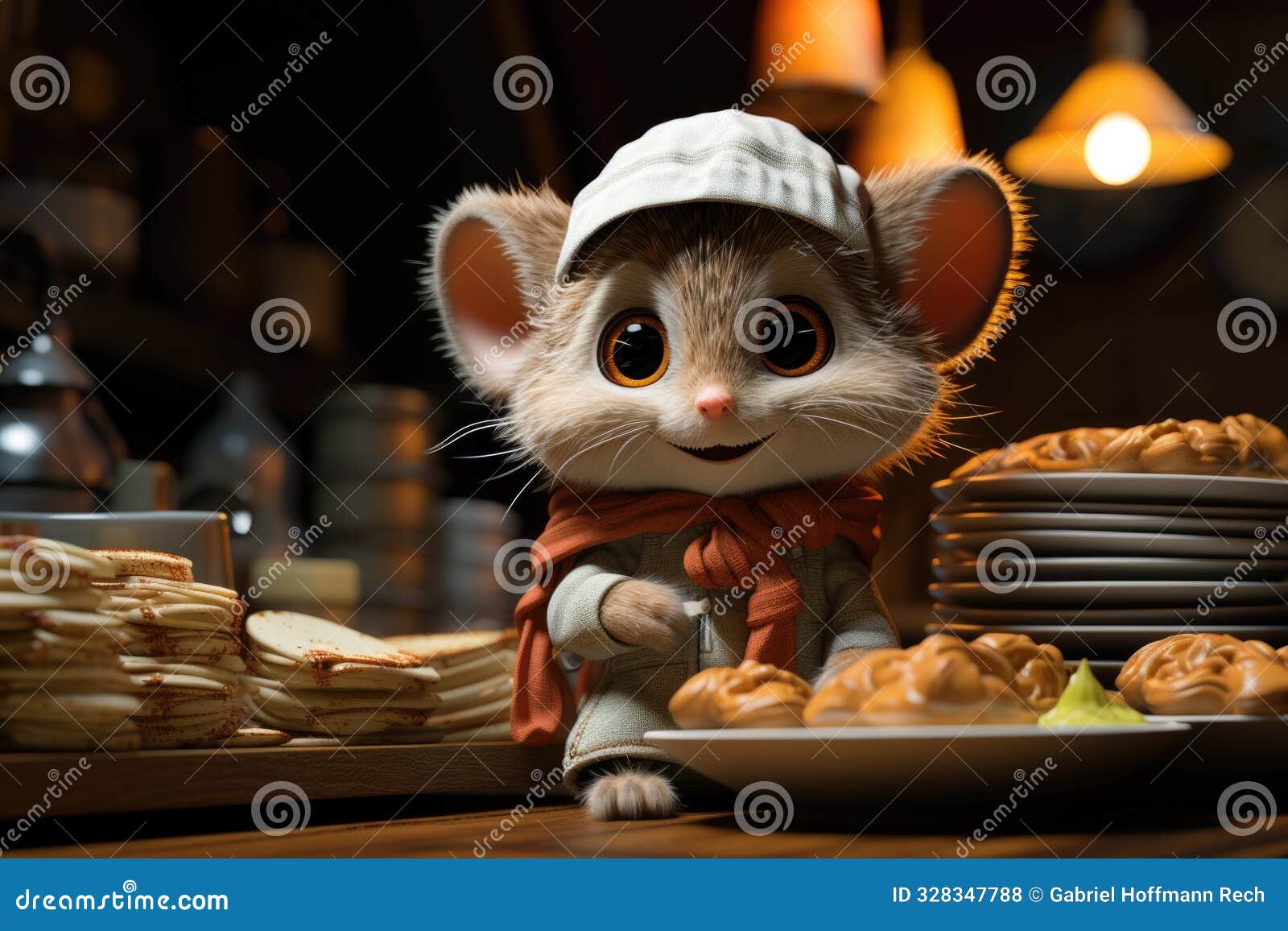 A Cartoon Character with a Pan and Pancake on Th Stock Illustration ...