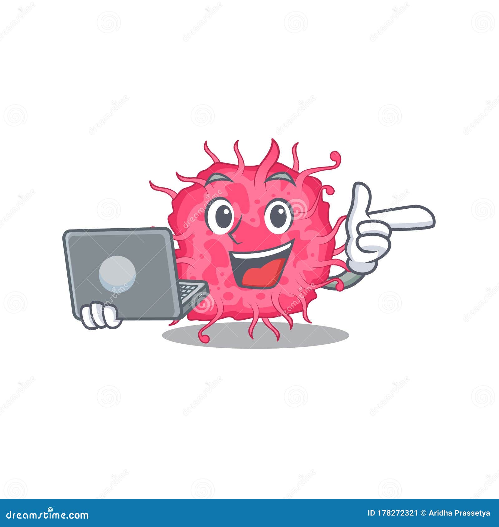 Cartoon Character Of Pathogenic Bacteria Clever Student Studying With A ...