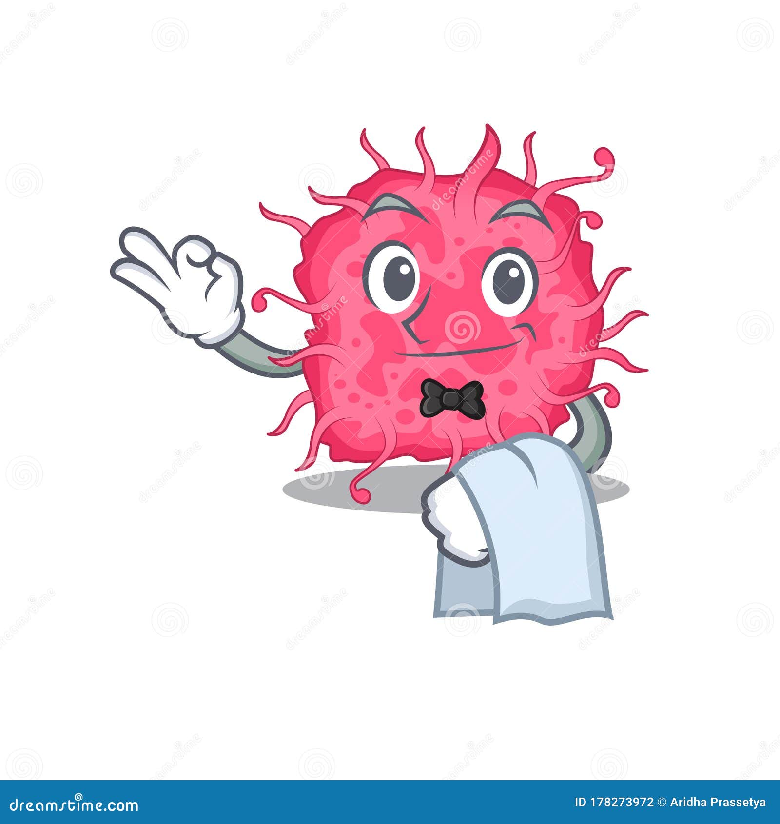A Cartoon Character of Pathogenic Bacteria Waiter Working in the ...