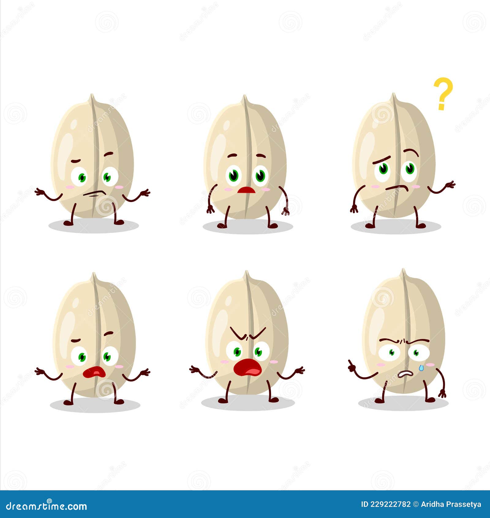 Cartoon Character of Peanut Seed with What Expression Stock Vector ...