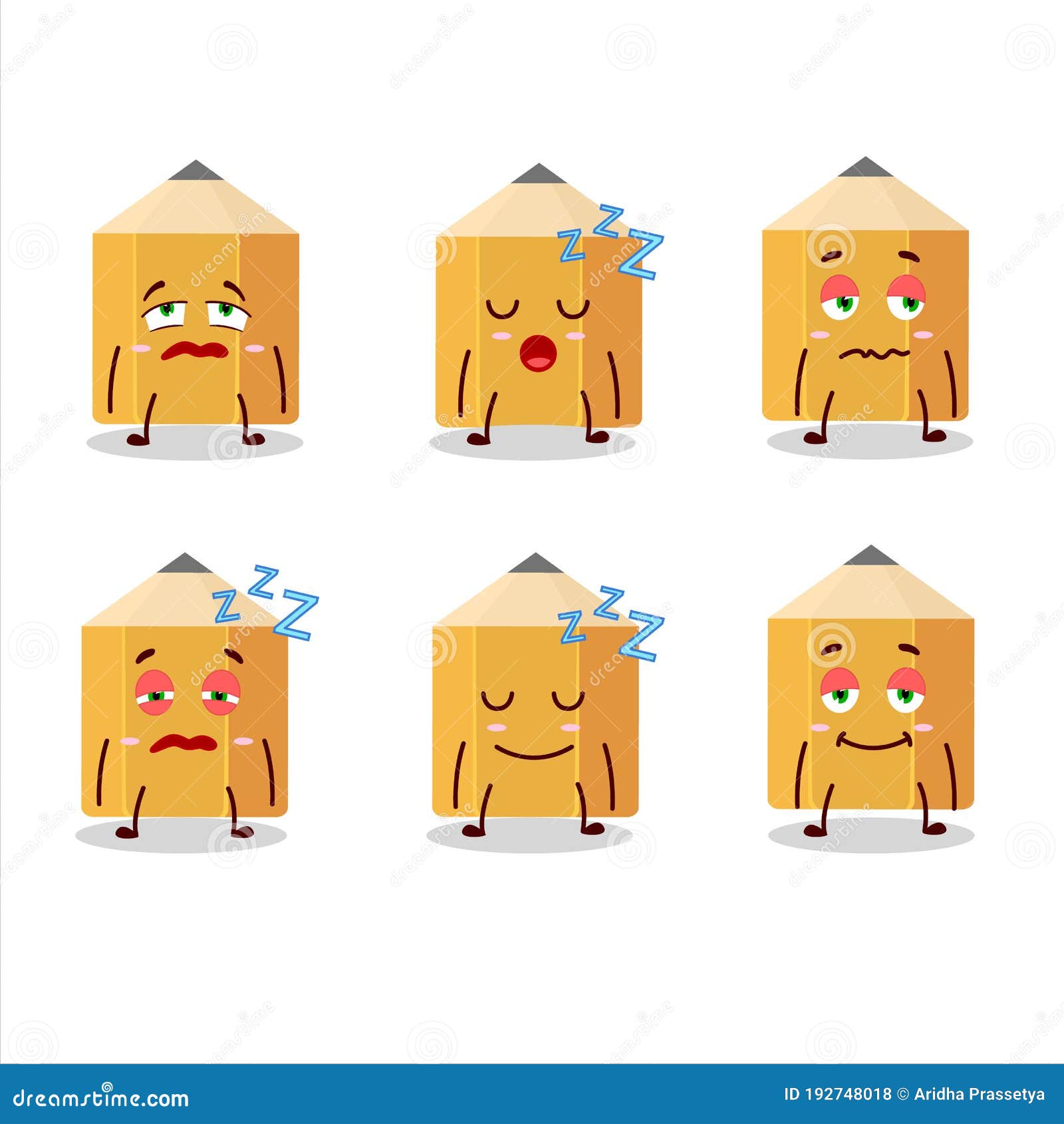 Cartoon Character of Pencil with Sleepy Expression Stock Vector ...