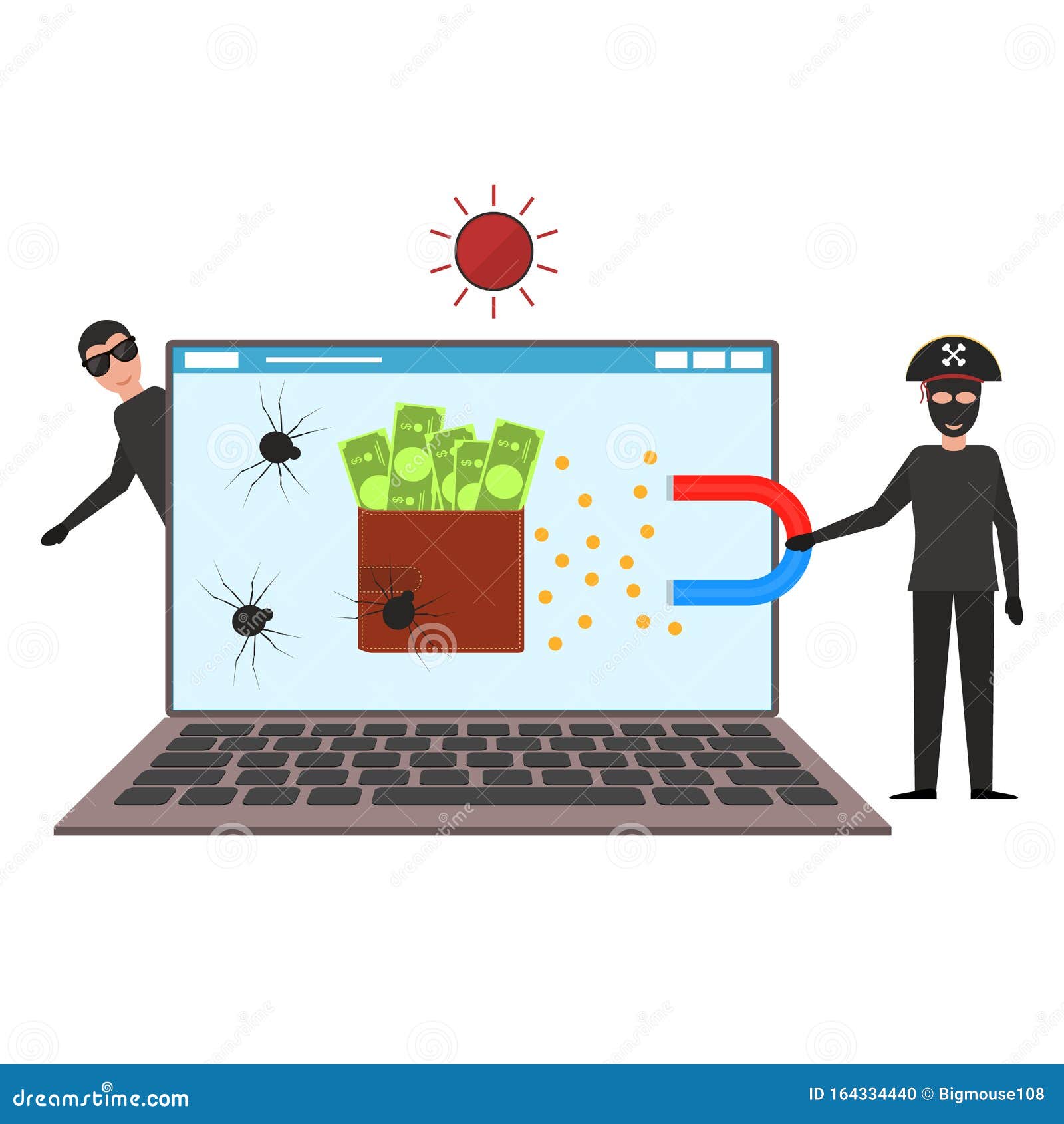 Cartoon Character Person Internet Hacker Concept. Vector Stock Vector ...