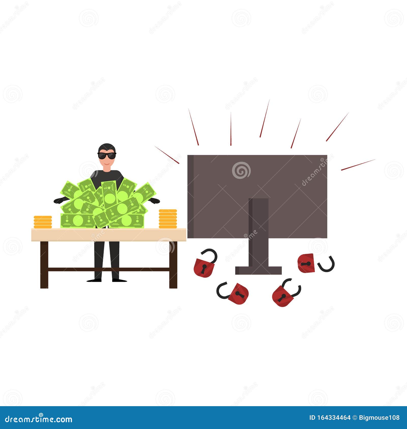 Cartoon Character Person Internet Hacker Concept. Vector Stock Vector ...