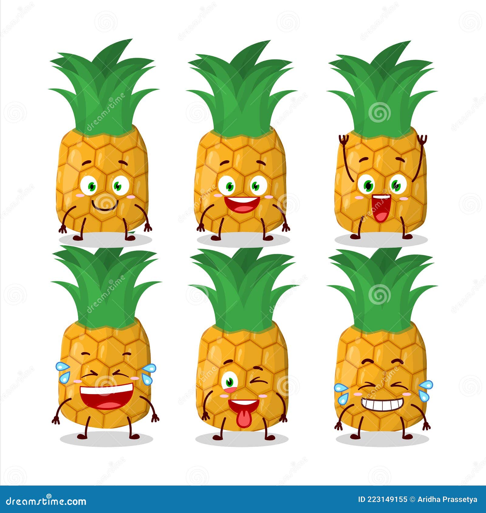 Cartoon Character of Pineapple with Smile Expression Stock Vector ...