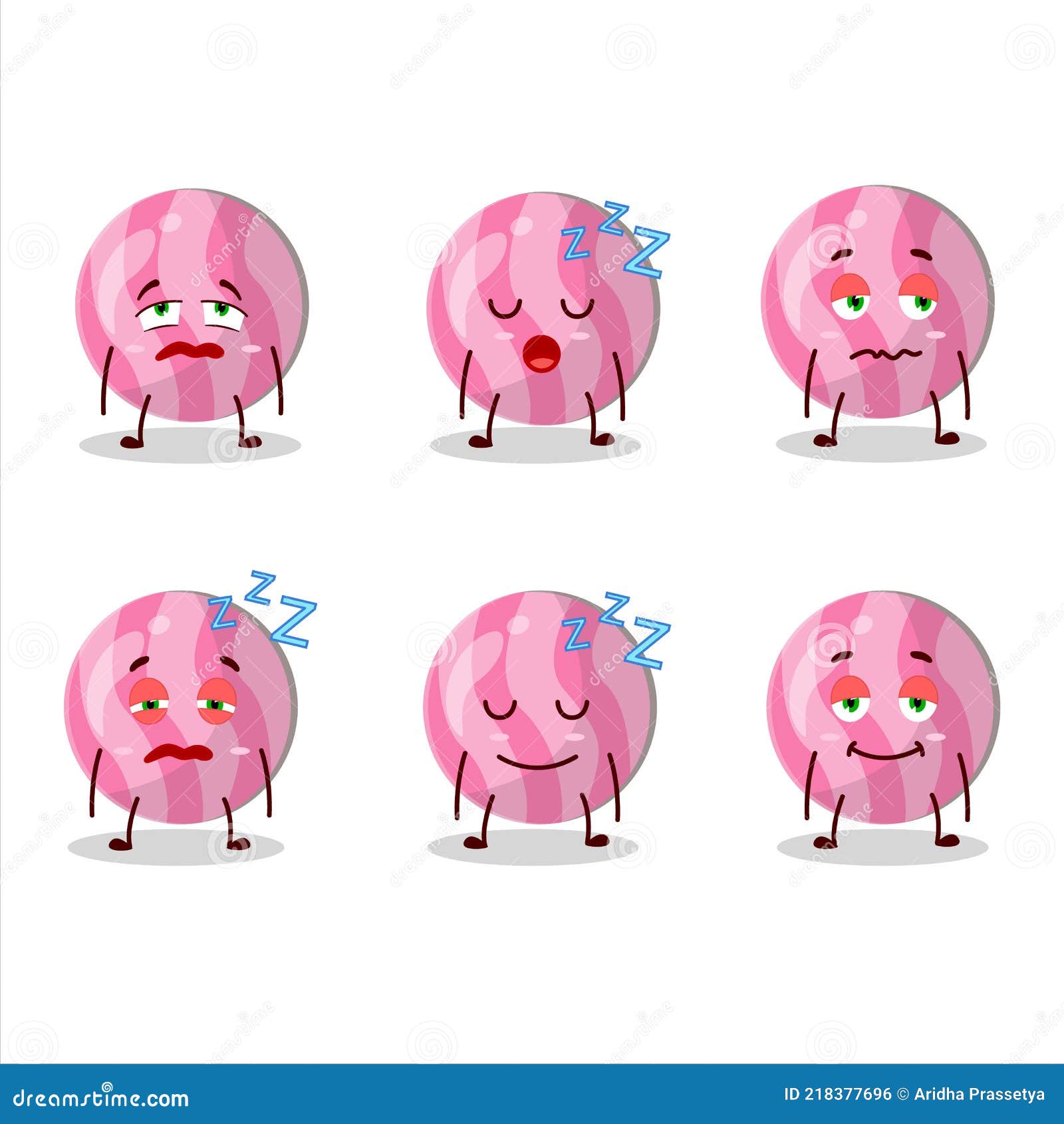 Cartoon Character of Pink Candy with Sleepy Expression Stock Vector ...