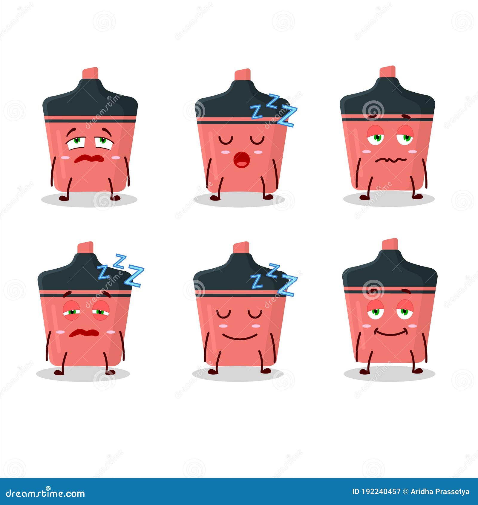 Cartoon Character of Pink Highlighter with Sleepy Expression Stock ...