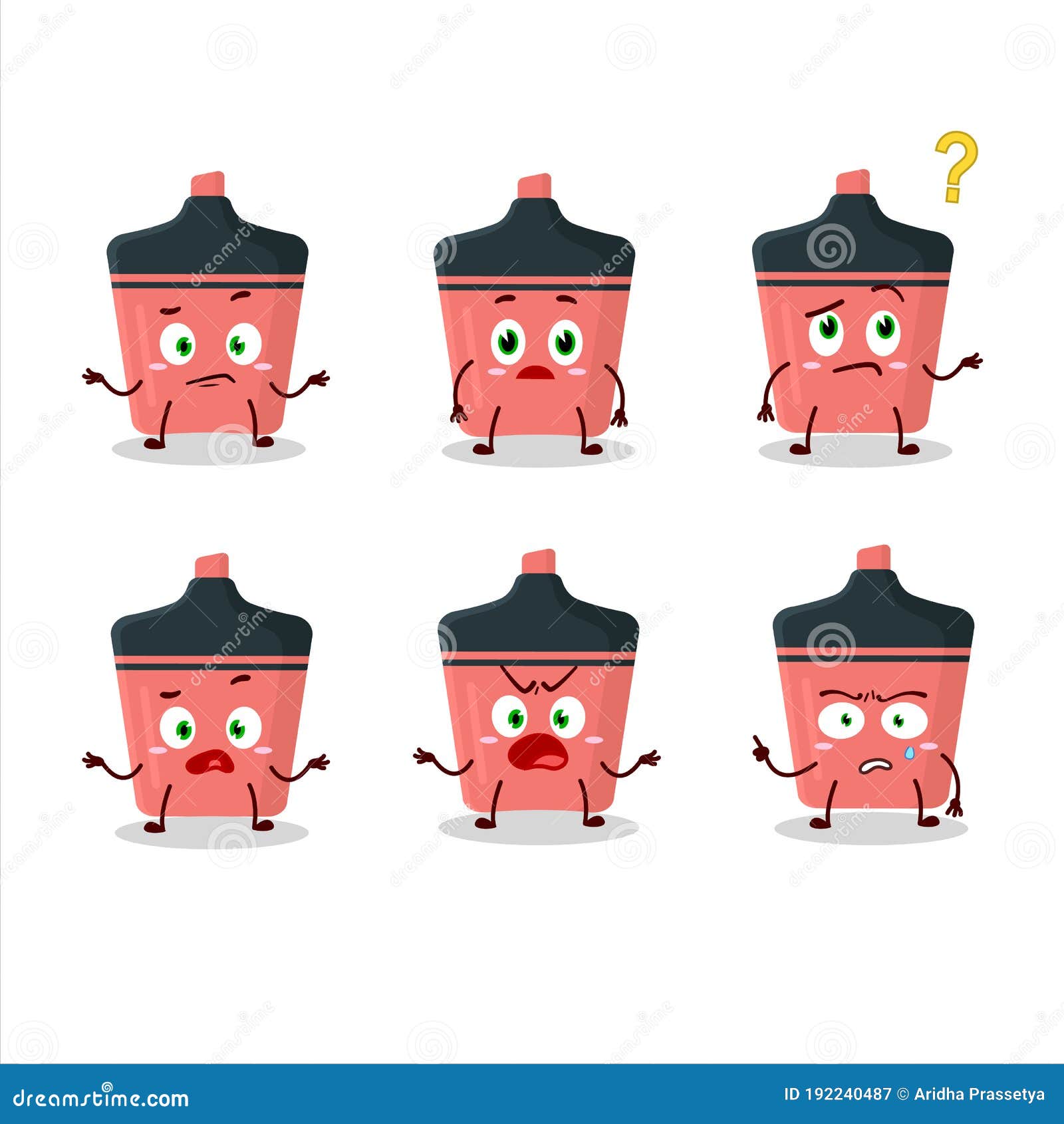 Cartoon Character of Pink Highlighter with What Expression Stock Vector ...