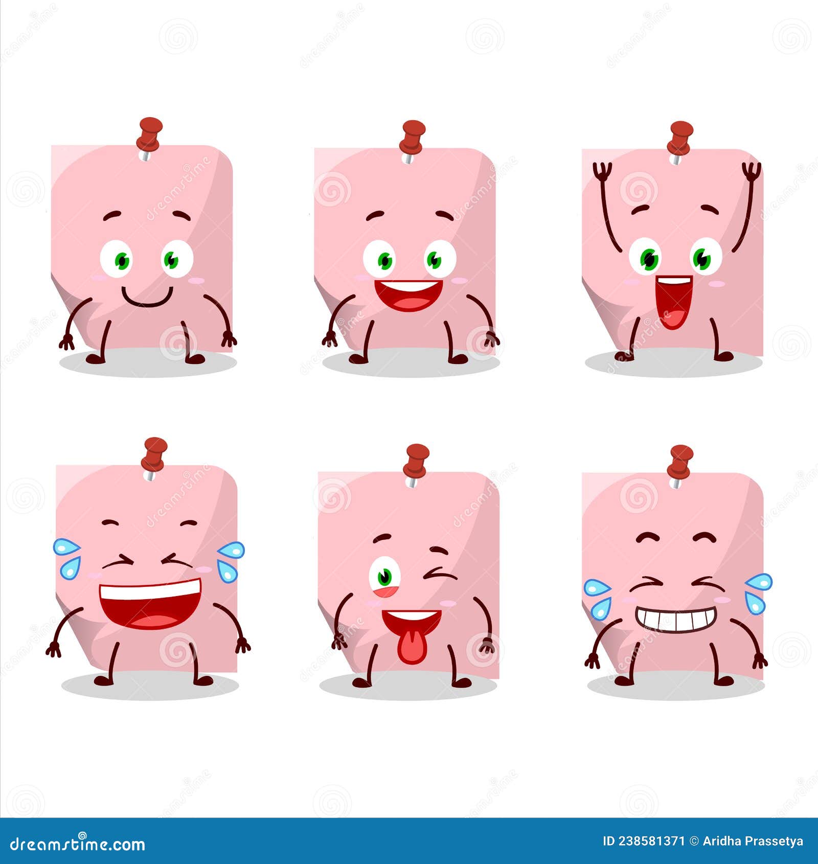 Cartoon Character of Pink Sticky Note with Smile Expression Stock ...