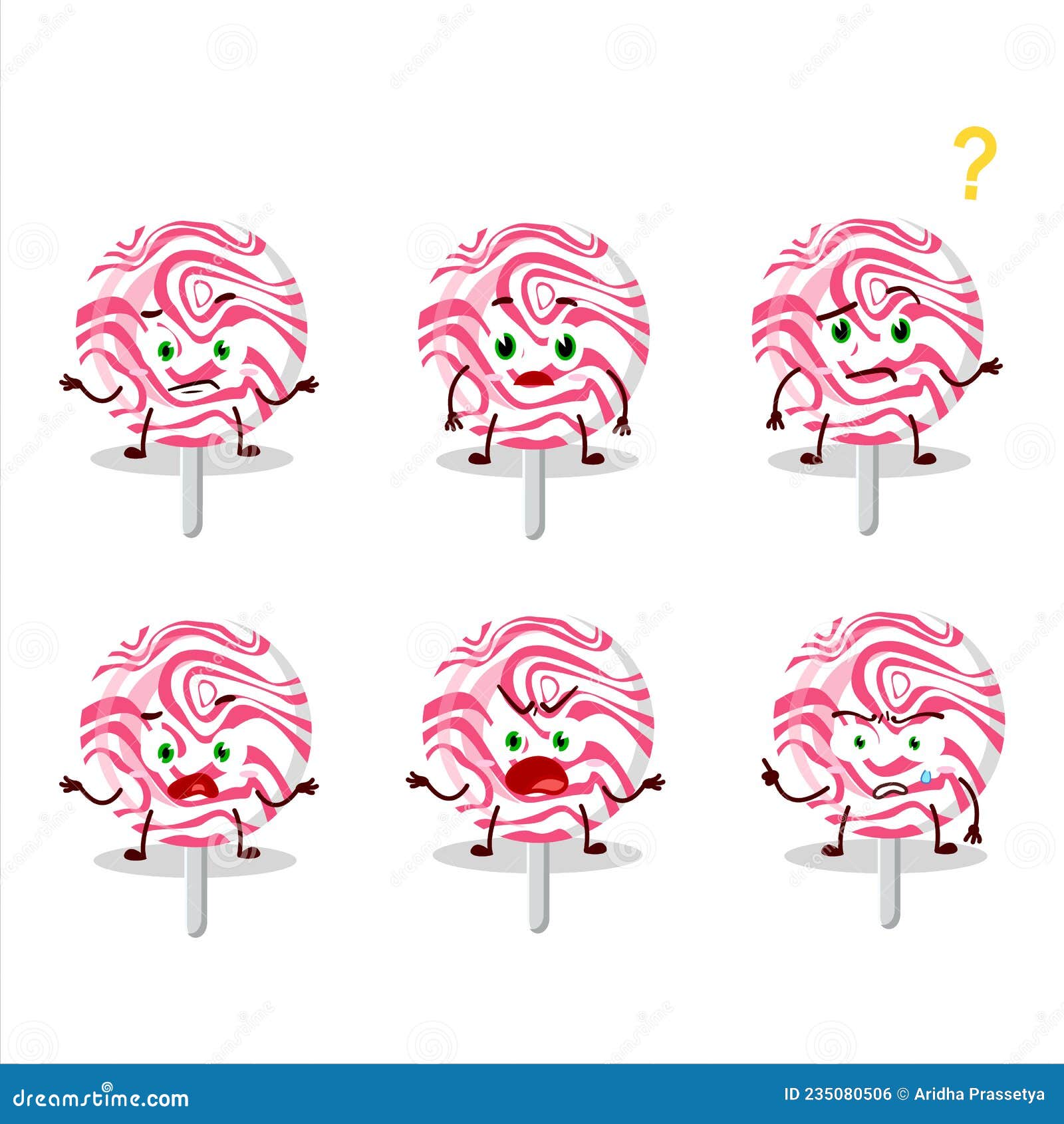 Cartoon Character of Pink Swirl Candy with What Expression Stock Vector ...