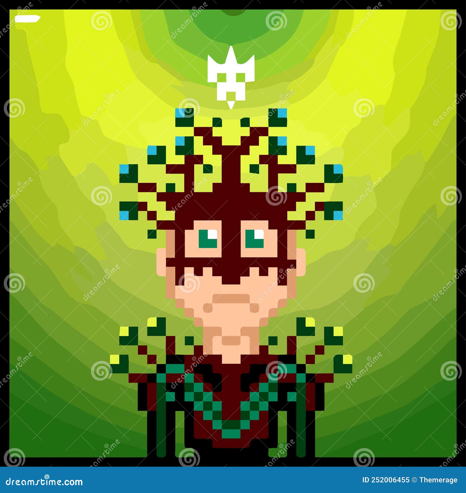 Cartoon Character in Pixel Vector Art Using a Color Filled Background ...