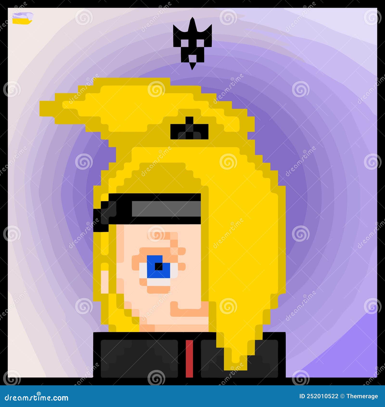 Cartoon Character in Pixel Vector Art Using a Color Filled Background ...