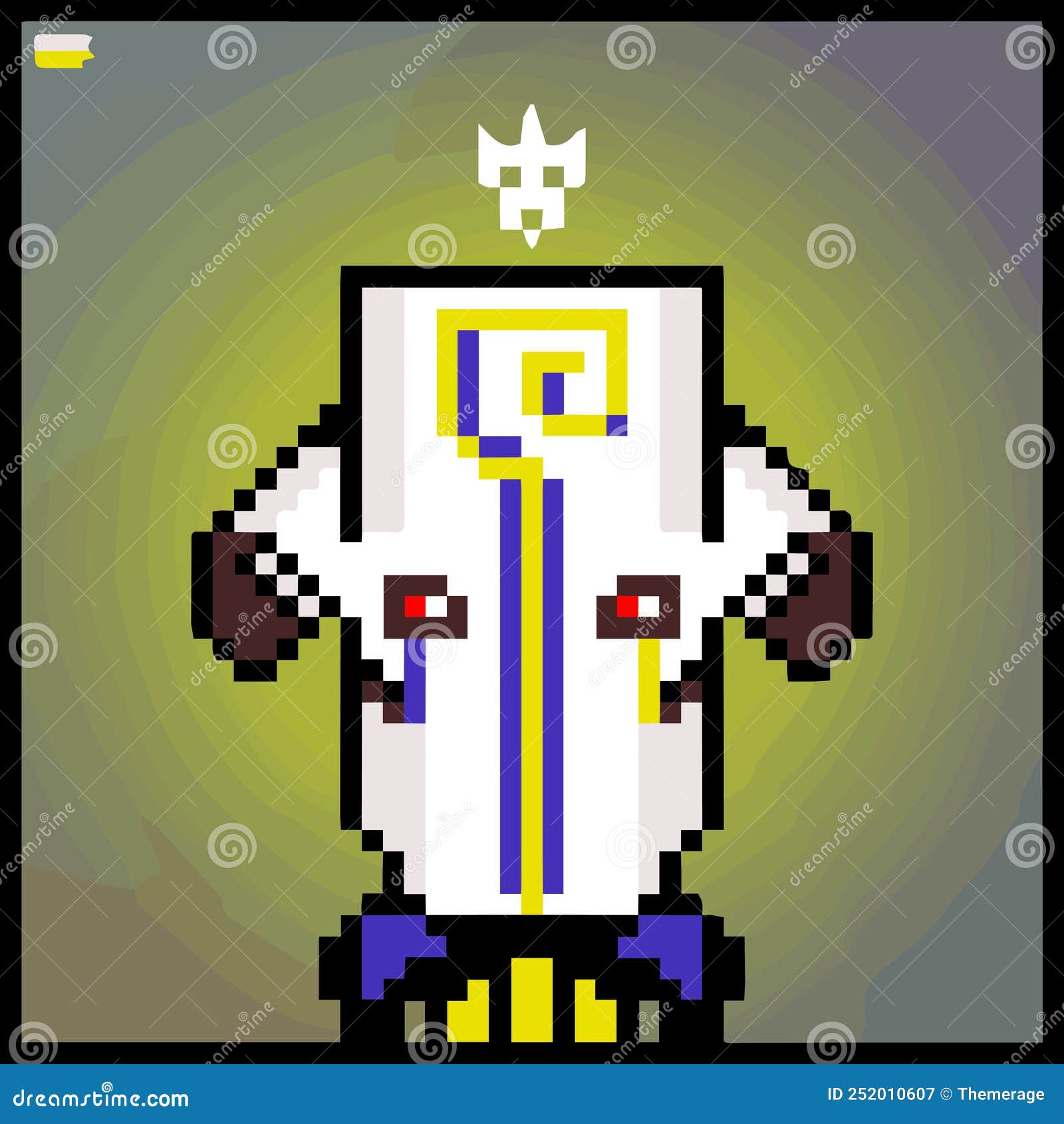 Cartoon Character in Pixel Vector Art Using a Color Filled Background ...