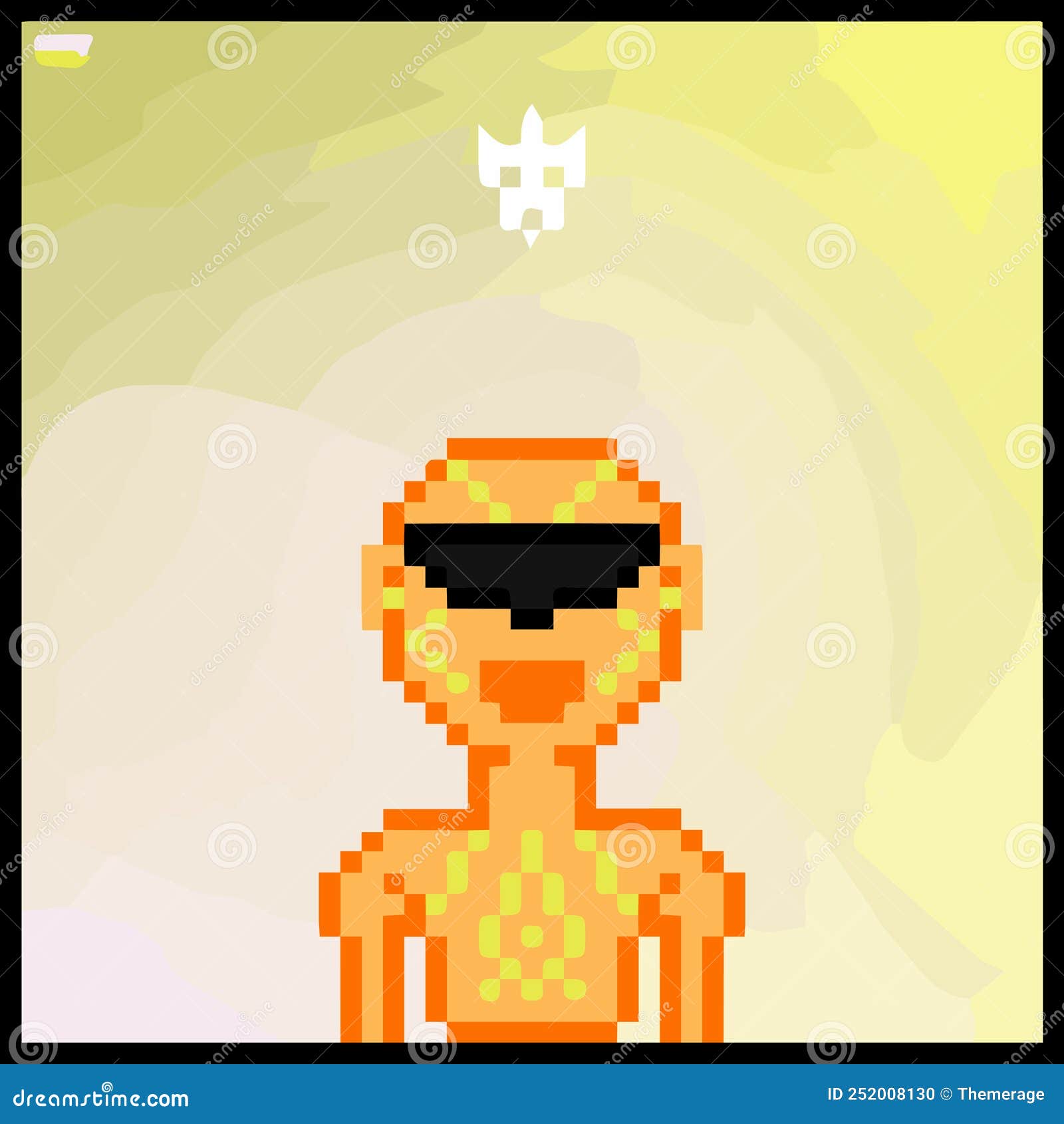 Cartoon Character in Pixel Vector Art Using a Color Filled Background ...